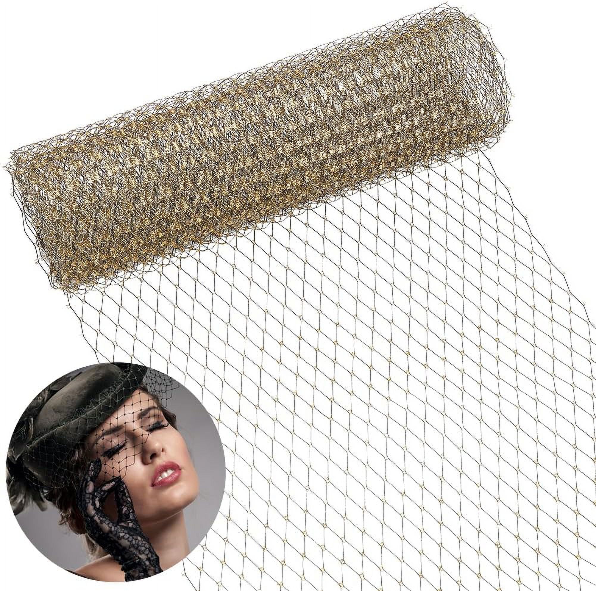 DIY 2 Yards Birdcage Veil Netting Fabric 10inch Wide Gold Silver Net ...