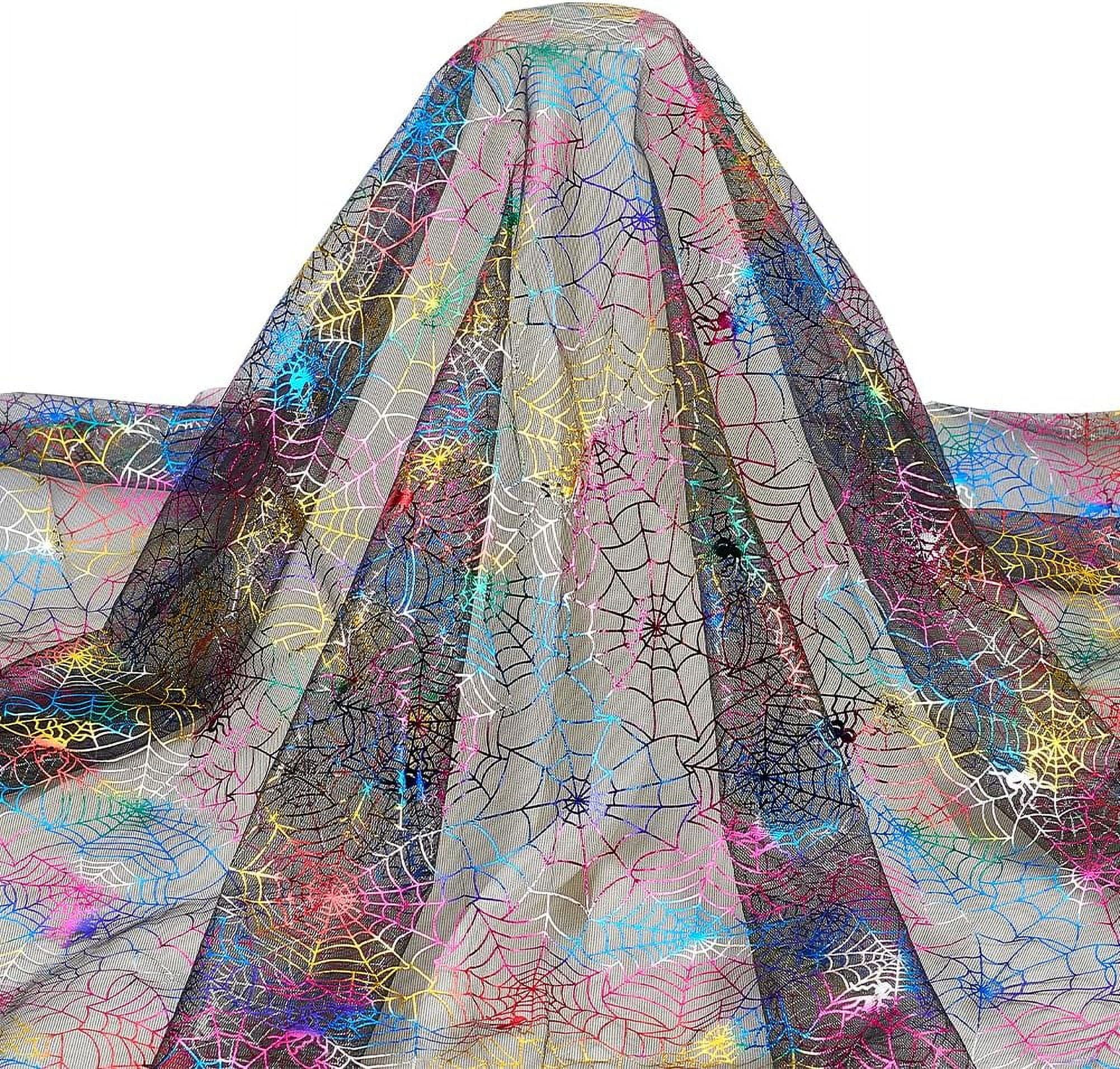 DIY 2 Yards Halloween Spider Web Fabric 66.1 inch Wide Glitter Colorful ...