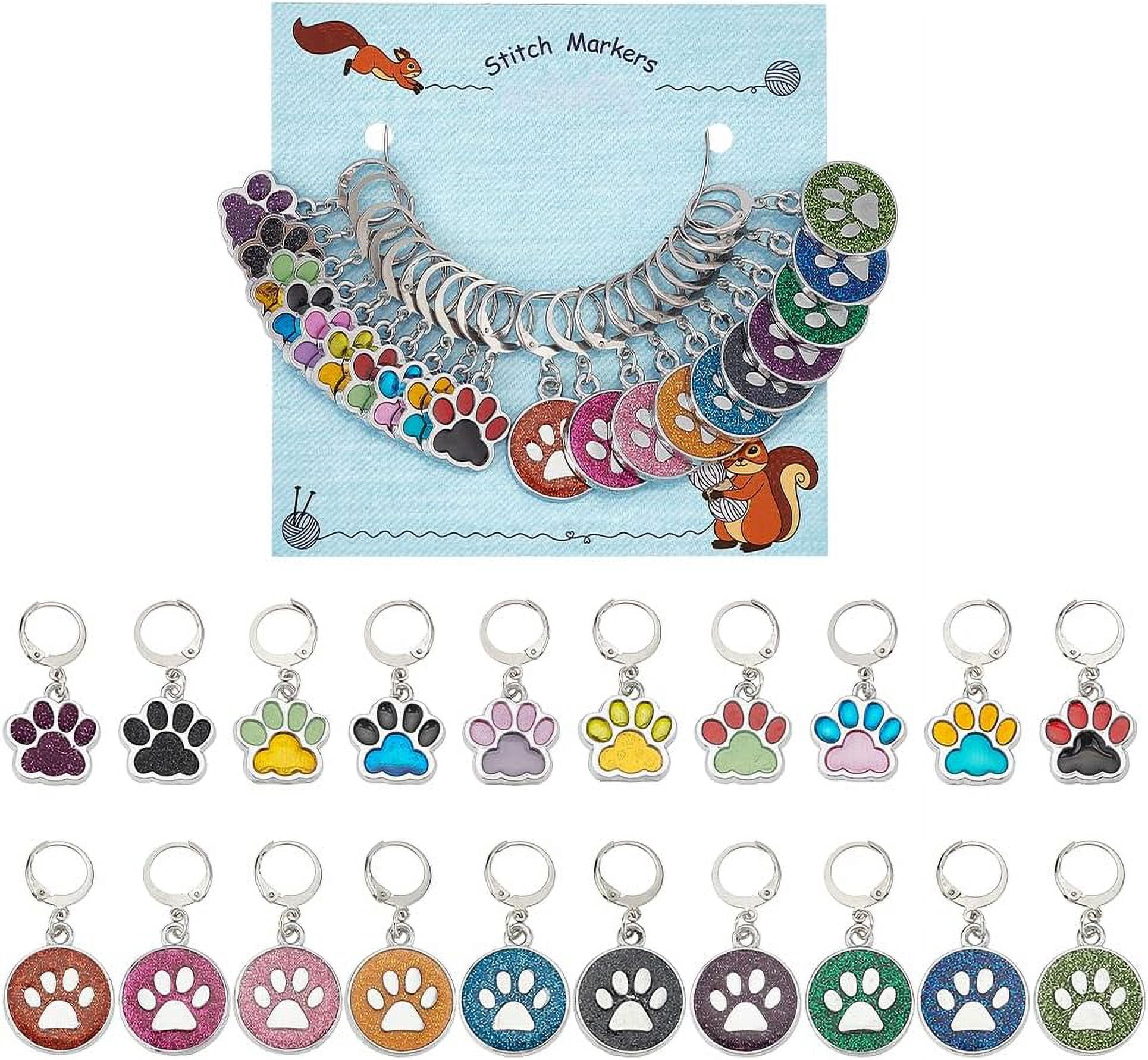 DIY 20 Pcs 2 Styles Dog Paw Print Stitch Marker Enamel Crochet Stitch ...