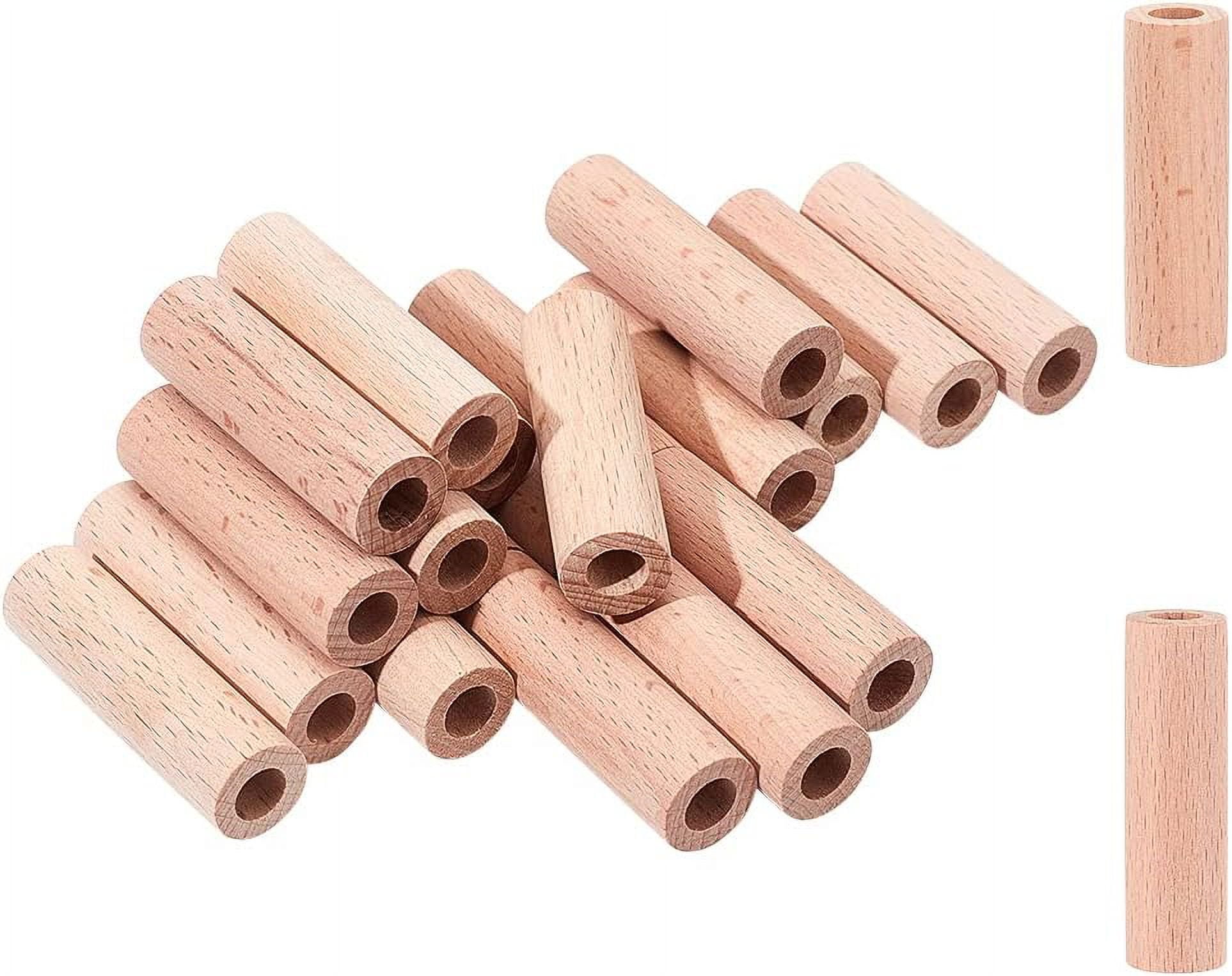 DIY 20 Pcs Wooden Craft Blocks Cylinders 1.96x0.59 Unfinished Wooden ...