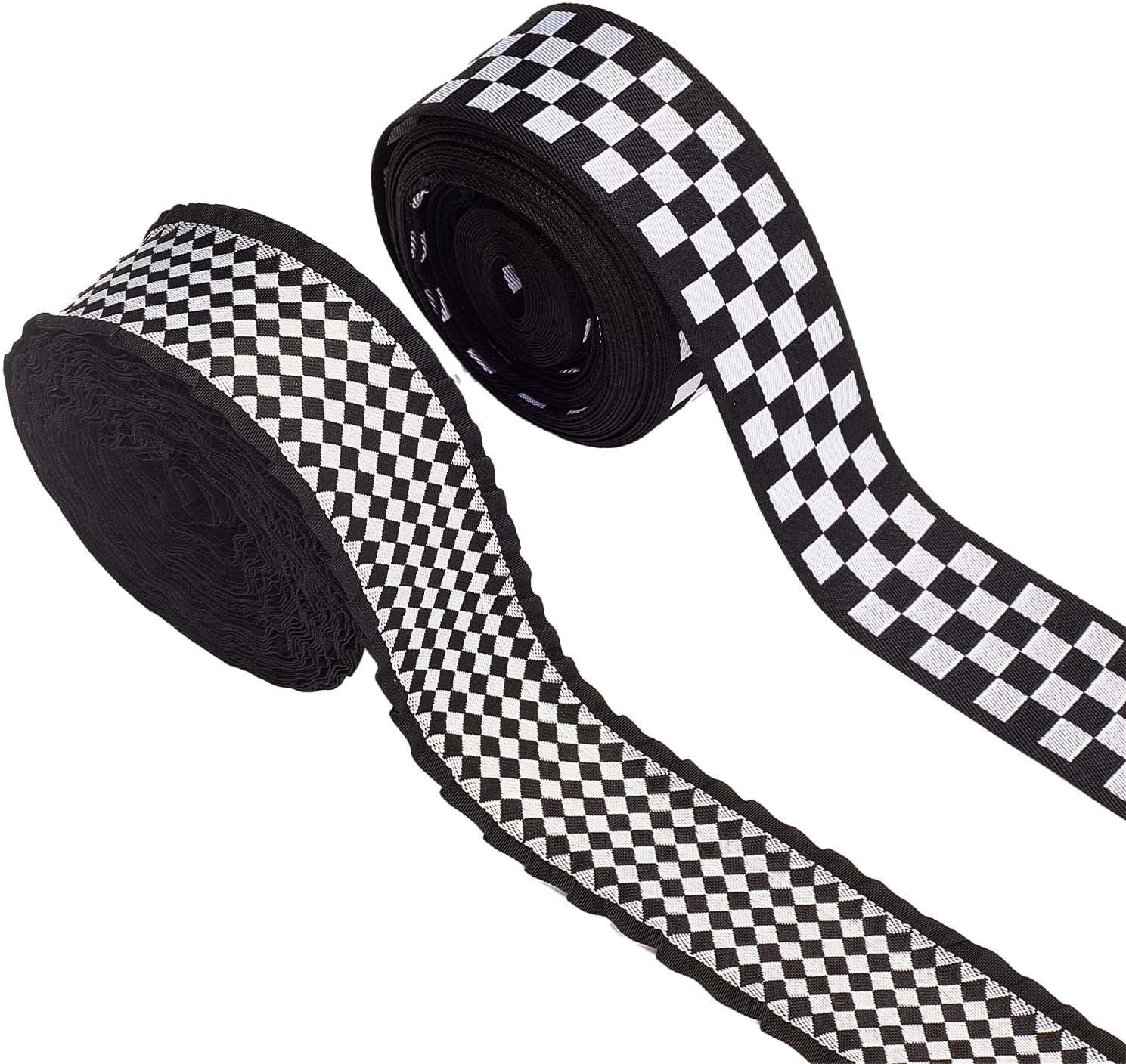 DIY 20 Yards 2 Style Black and White Check Ribbon Checkered Burlap ...