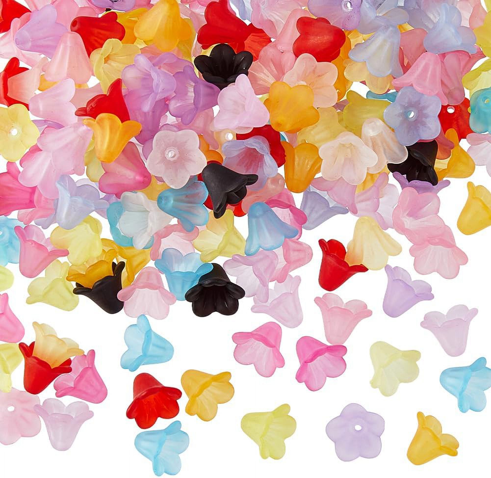 DIY 200Pcs Acrylic Flower Bead Caps Assorted Color Frosted Trumpet ...
