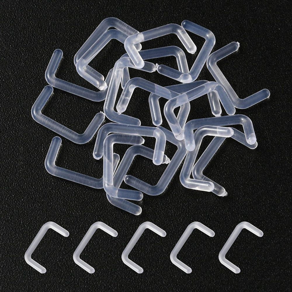 DIY 20pc Acrylic L-Shaped Nose Ring Piercing Body Jewelry for Her White ...