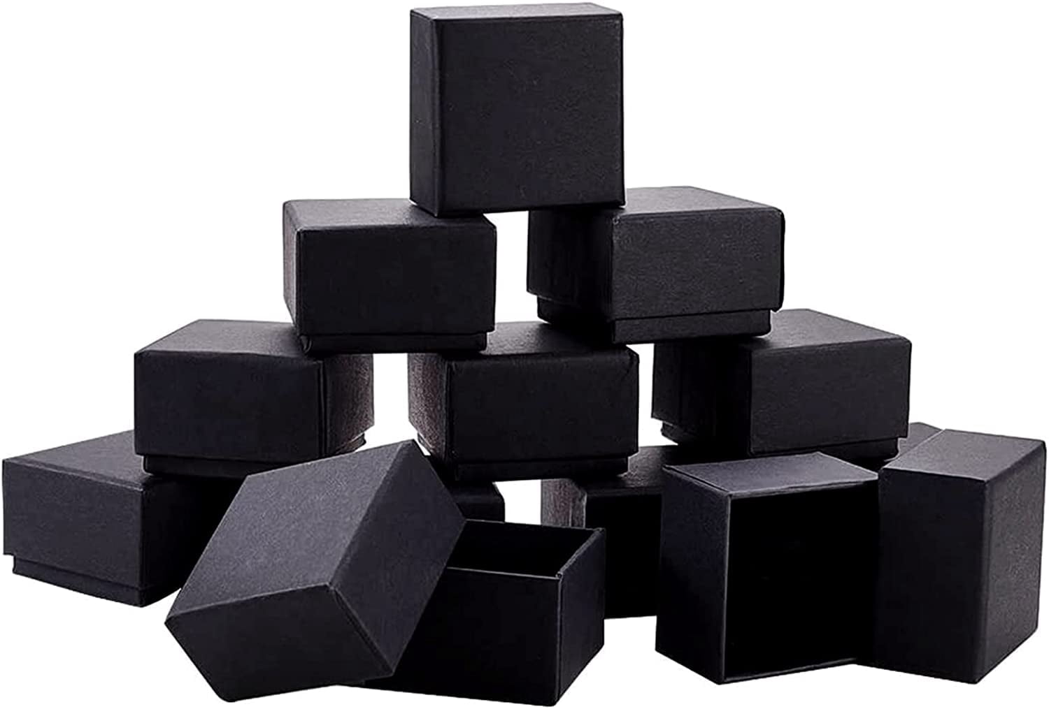 DIY 24 Pack Kraft Square Cardboard Jewelry Boxes Ring Box Velvet ...