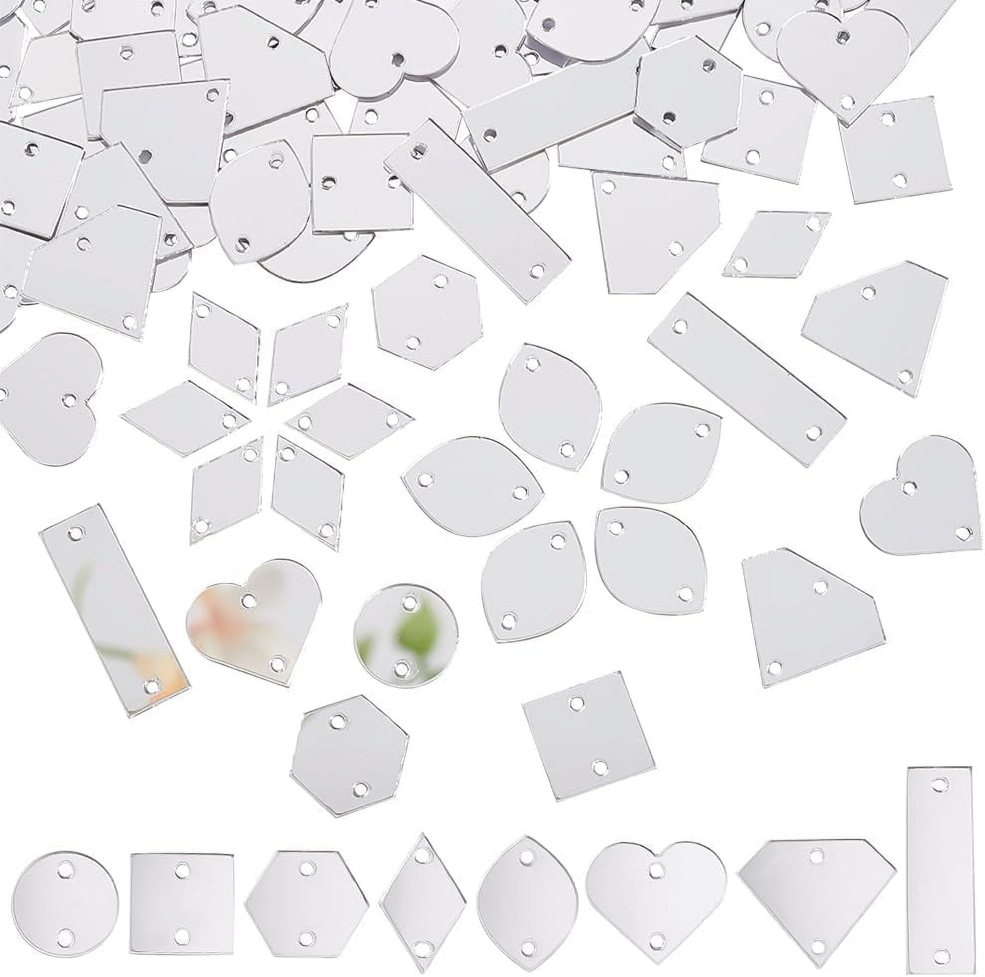 DIY 240pcs 8 Styles Sew On Mirror Pirces Acrylic Irregular Mirror Bead for Crafts Acrylic ...