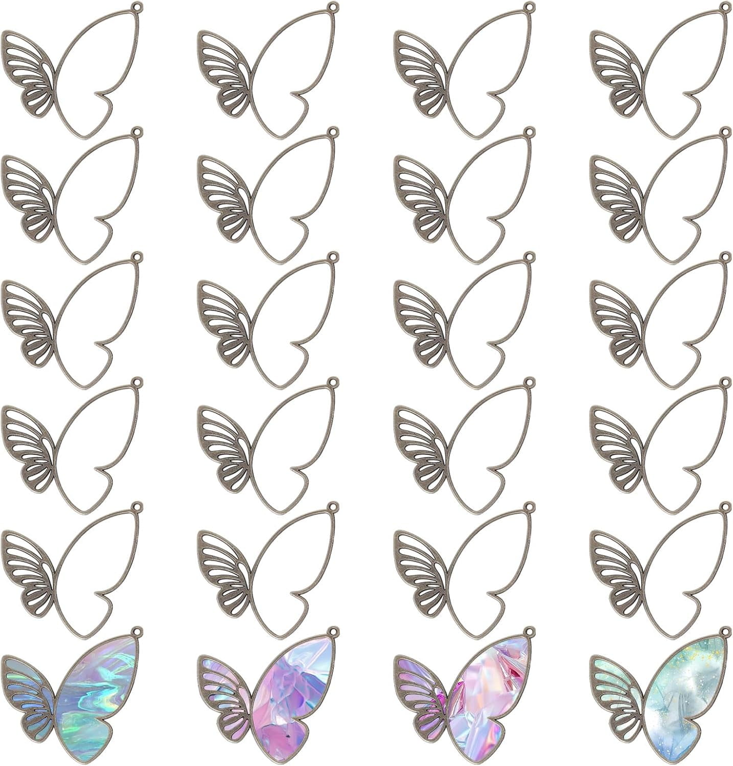 DIY 24Pcs Alloy Butterfly Charms Antique Bronze Open Back Bezel ...