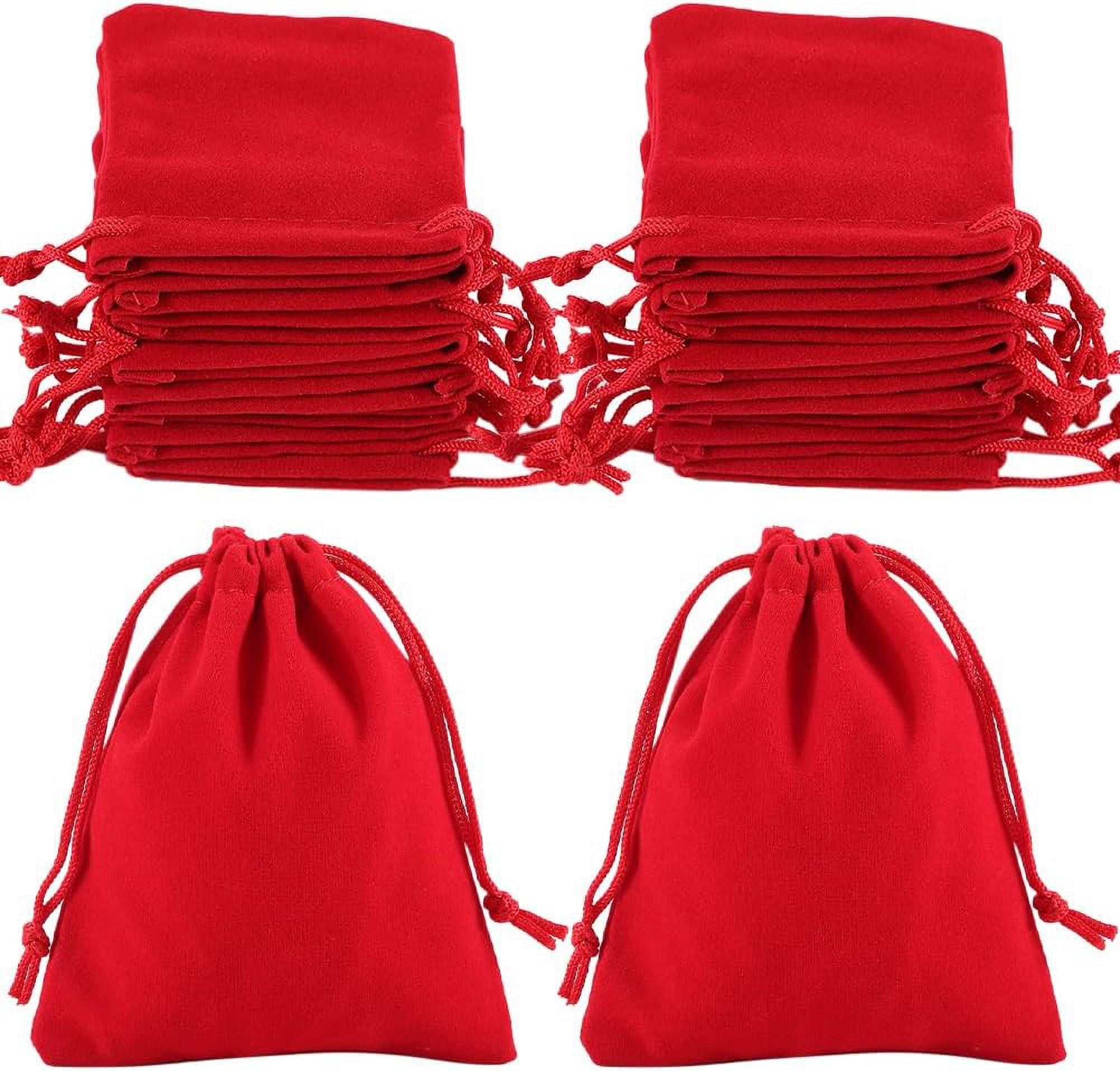 DIY 25Pcs Rectangle Jewellery Bags 9x7cm Red Velvet Drawstring Pouches ...