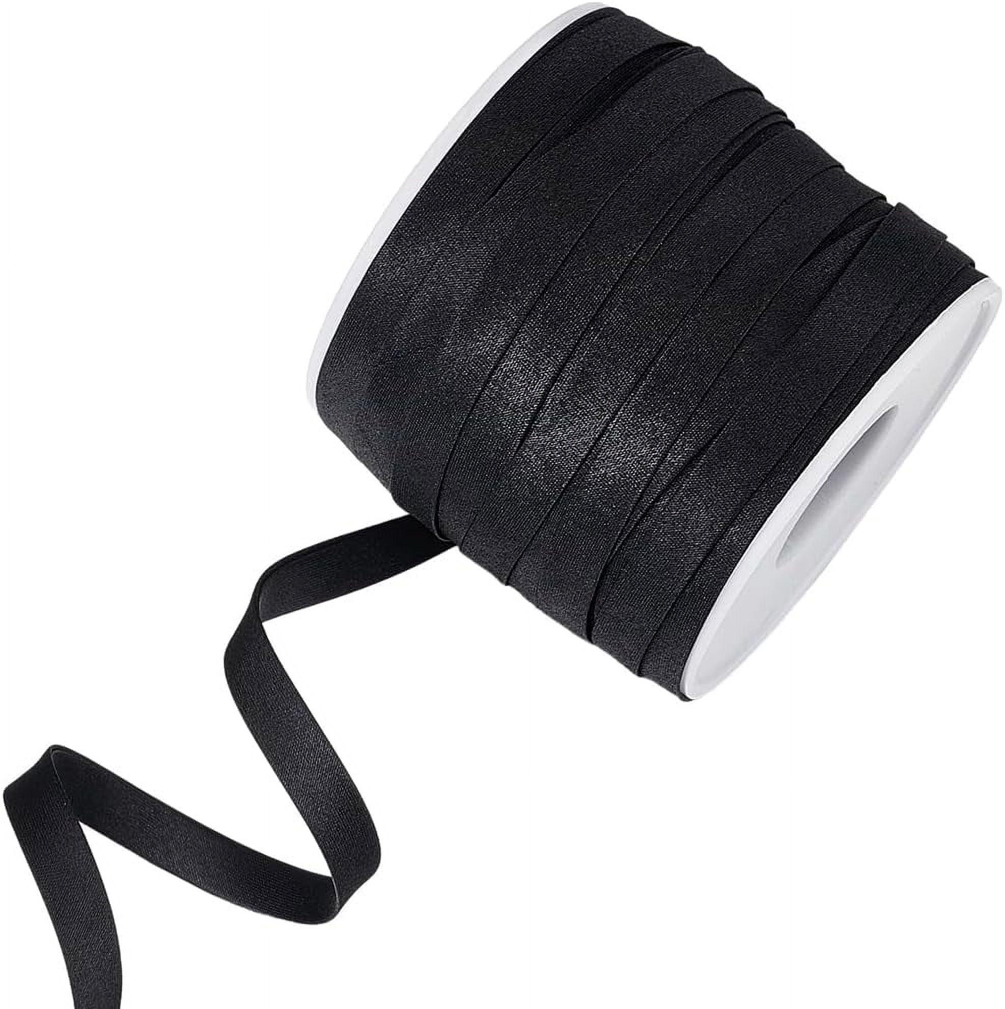 DIY 27.34 Yards Black Satin Bias Tape 0.33 Inch Wide Double Fold Satin ...