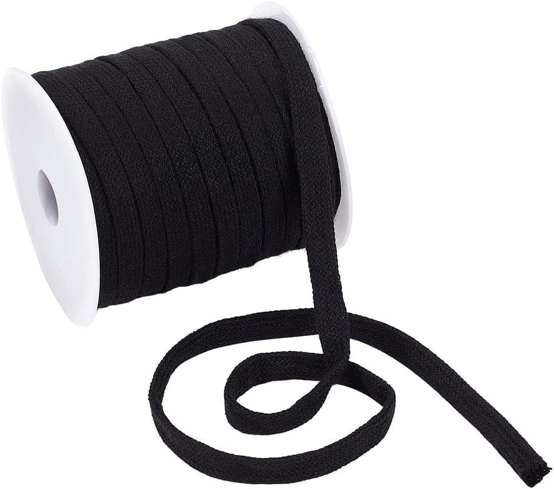 DIY 27 Yards Black Flat Replacement Cotton Cords 8mm Wide Flat ...
