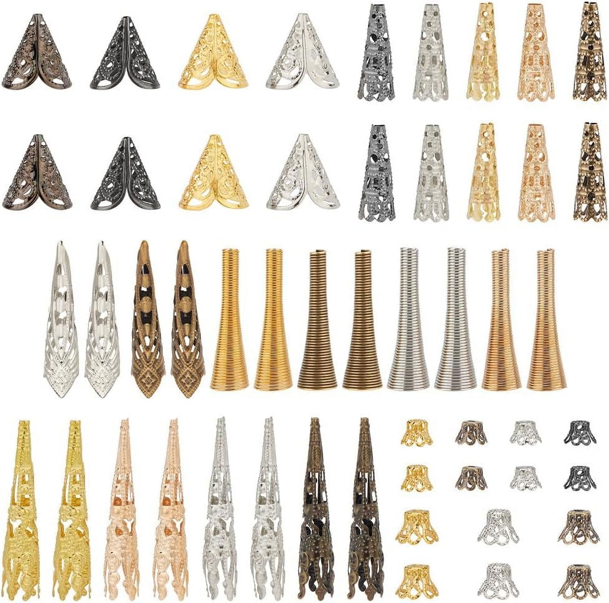 DIY 278pcs 7 Styles Tibetan Flower Bead Caps Long Filigree Spacer Bead ...