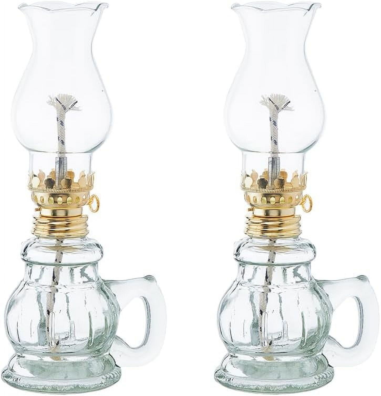 DIY 2PCS Chamber Oil Lamps Glass Clear Kerosene Lamp Hurricane Lamp ...