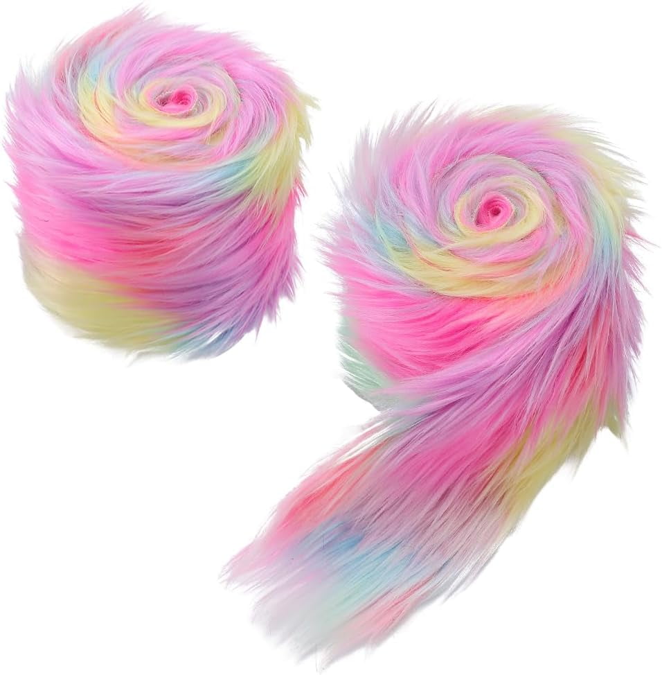 DIY 2PCS Colorful 3.9" Wide Faux Fox Fur Fabric Christmas Shaggy ...
