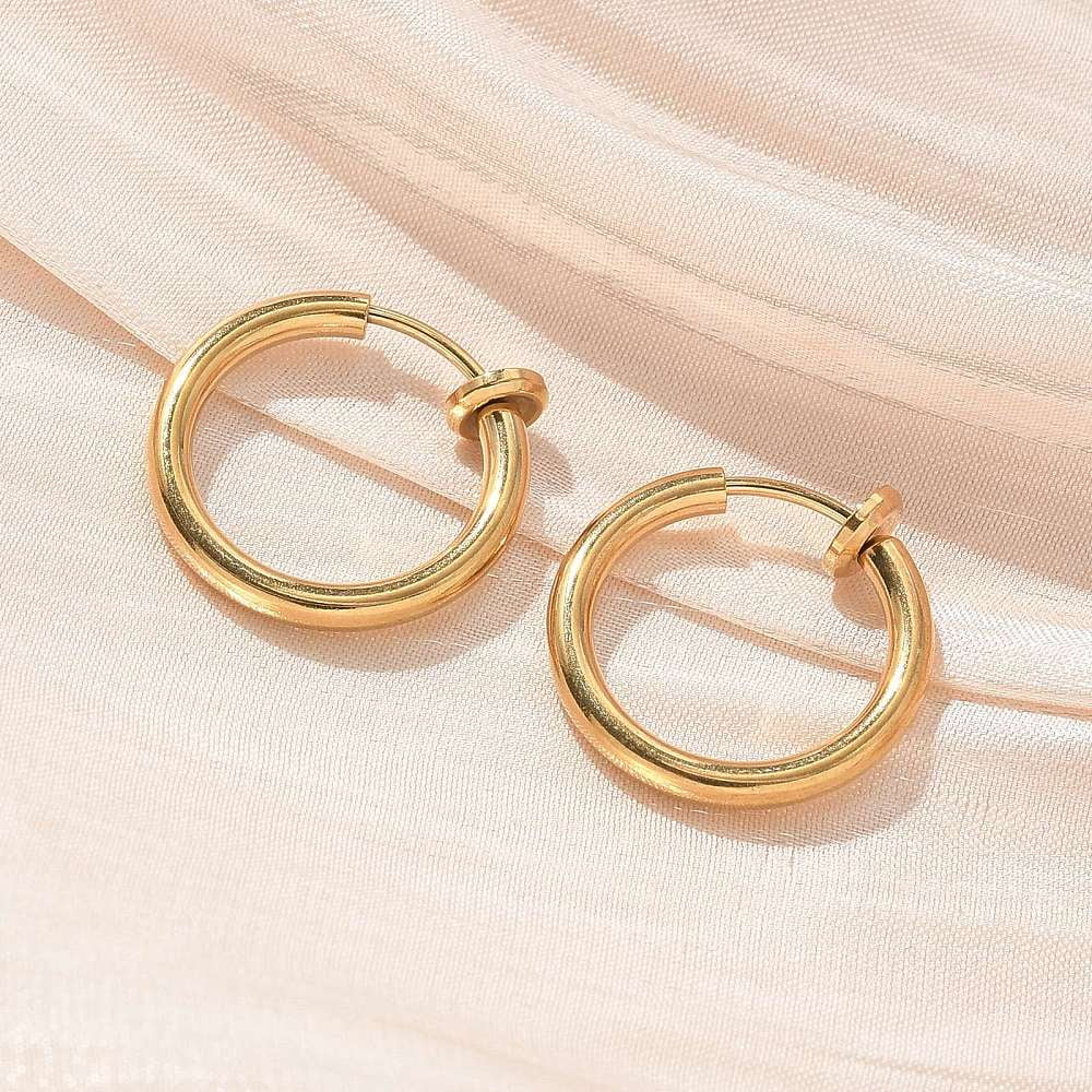 DIY 2Pair Ion Plating(IP) 304 Stainless Steel Clip-on Earrings For Non ...