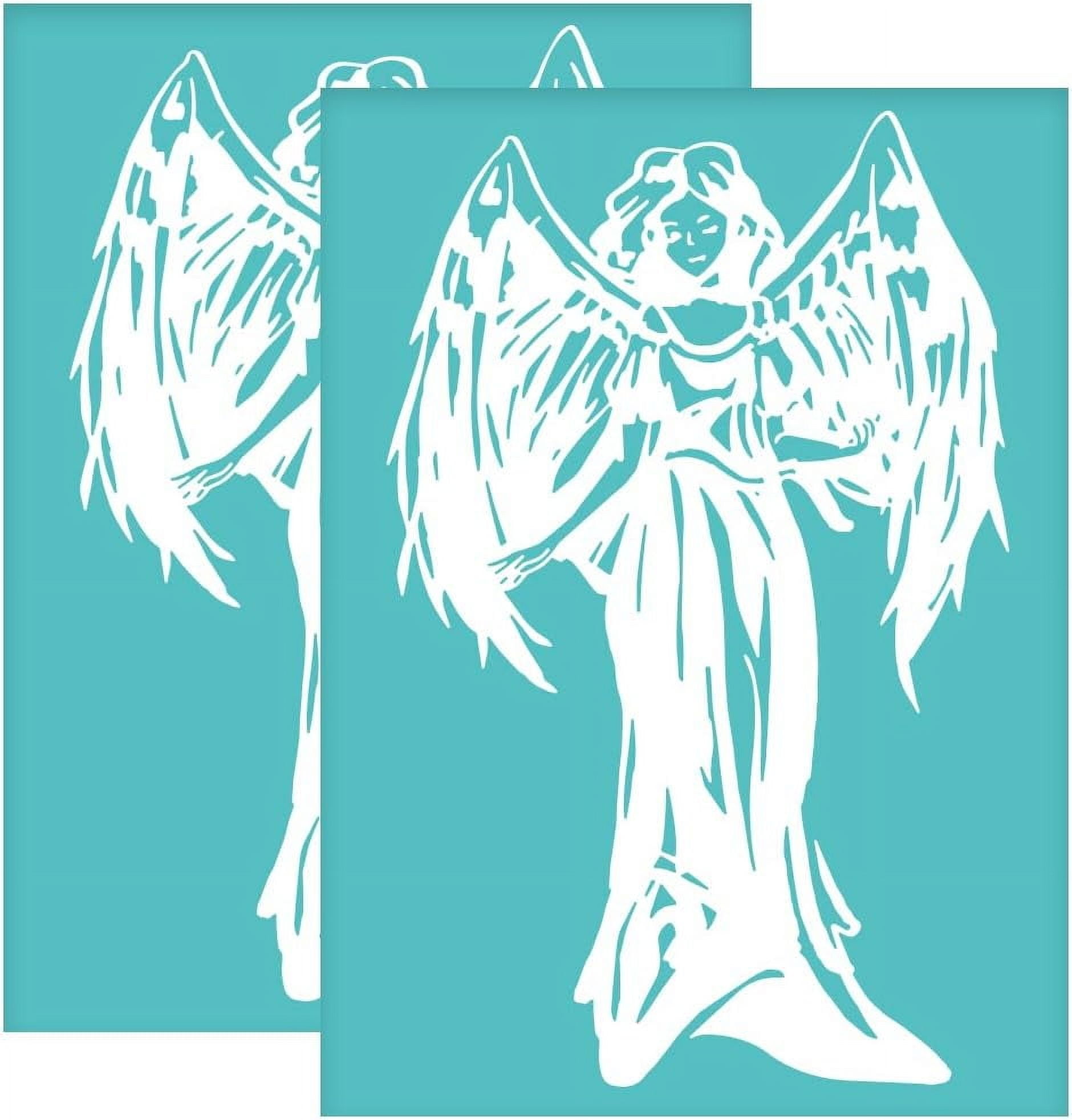 DIY 2Pcs 5.5x7.7 Inch Angel Self-Adhesive Silk Screen Printing Stencil ...