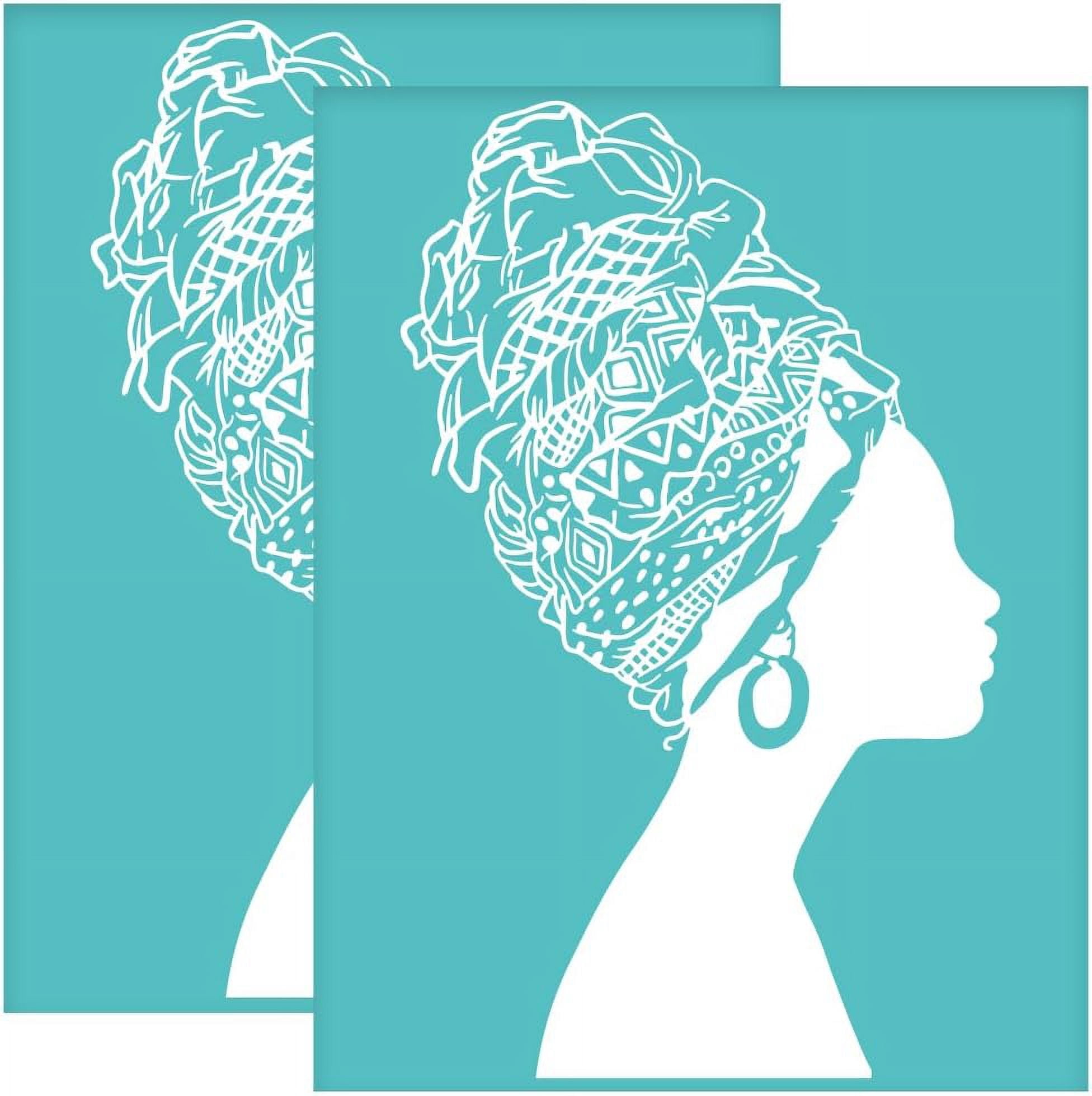 DIY 2Pcs 8.6x11 Inch African Tribal Women Self-Adhesive Silk Screen ...