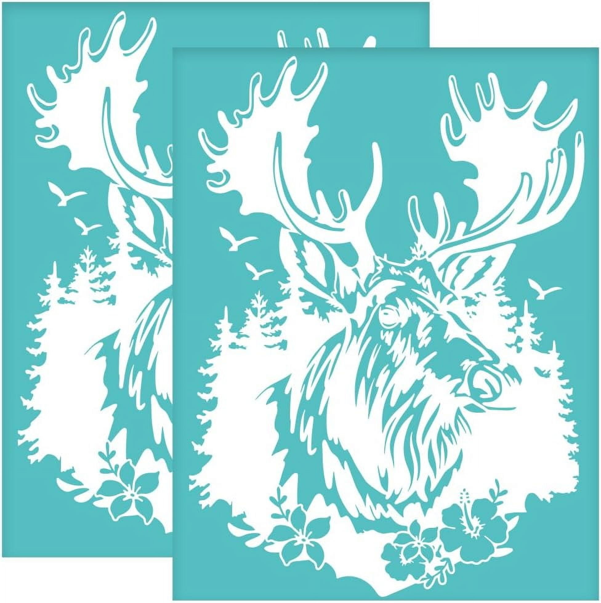 DIY 2Pcs 8.6x11 Inch Deer Pattern Self-Adhesive Silk Screen Printing ...