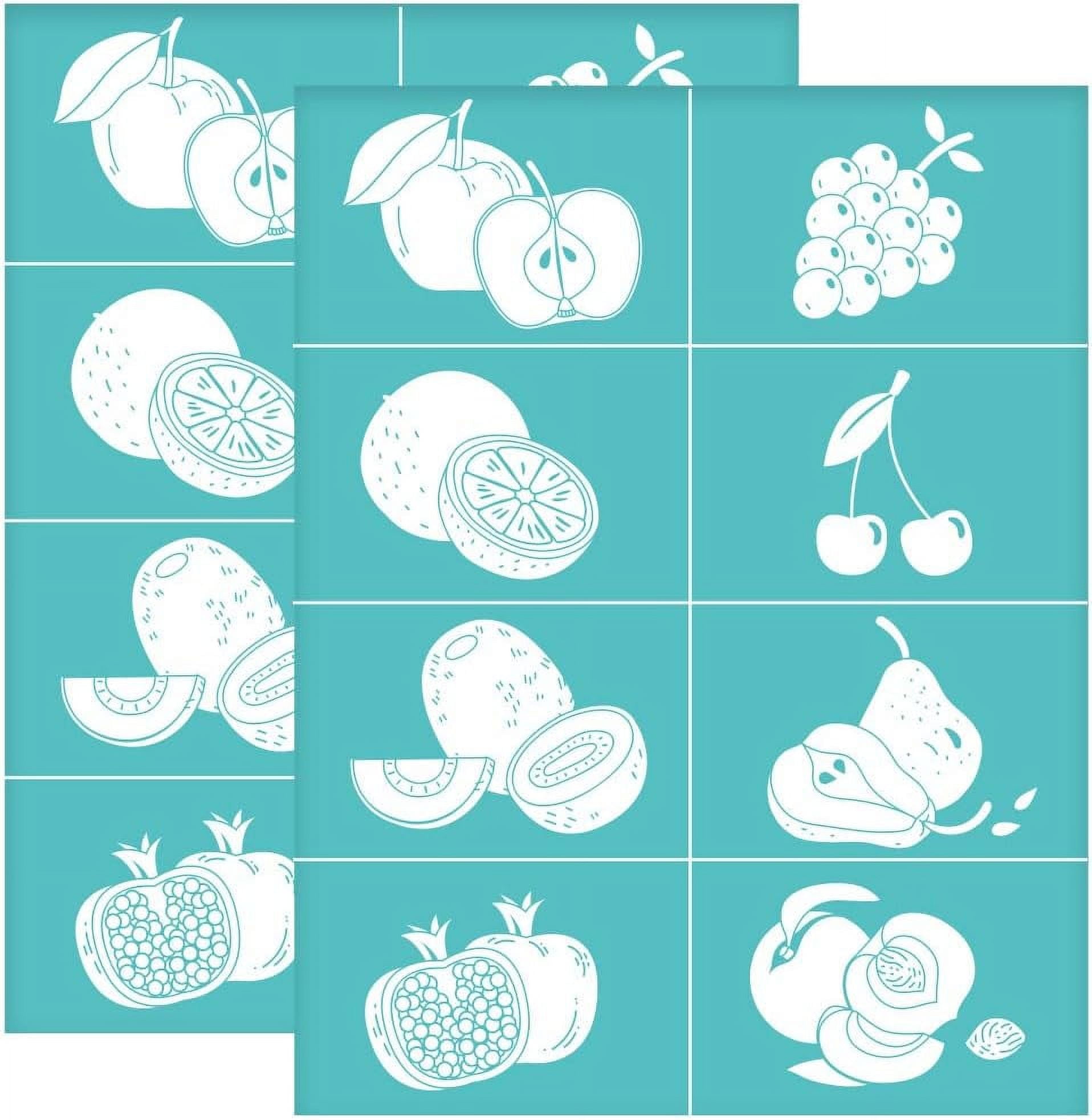 DIY 2Pcs 8.6x11 Inch Fruit Self-Adhesive Silk Screen Printing Stencil ...