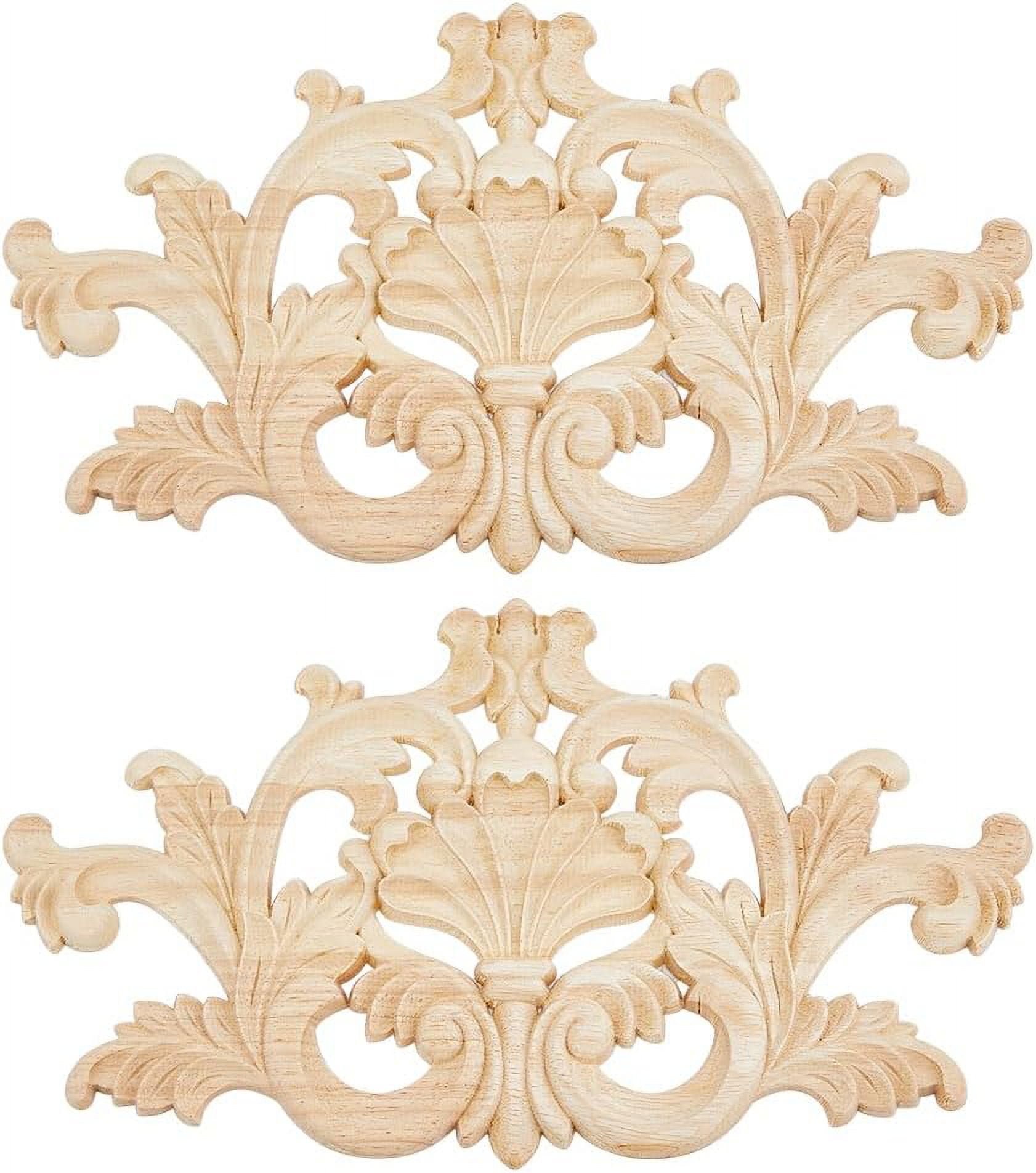 DIY 2Pcs European Style Furniture Appliques Wood Decorative Carved ...