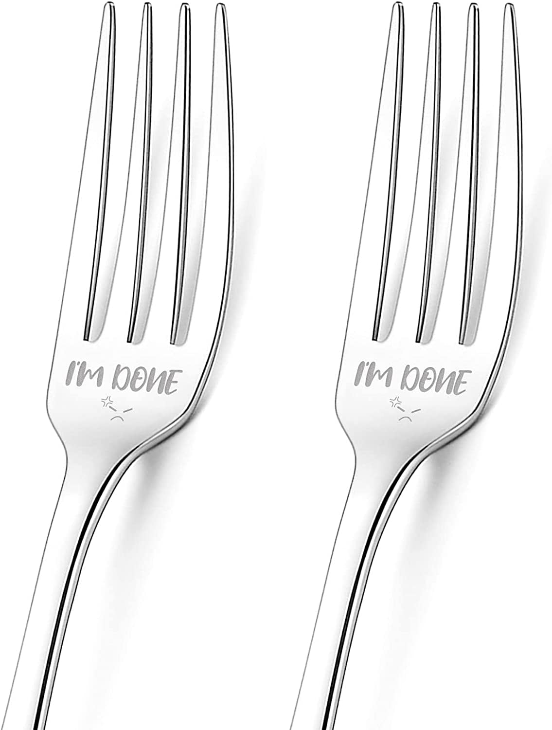 DIY 2Pcs I'm Done Engraved Fork with Gift Box Stainless Steel Funny ...