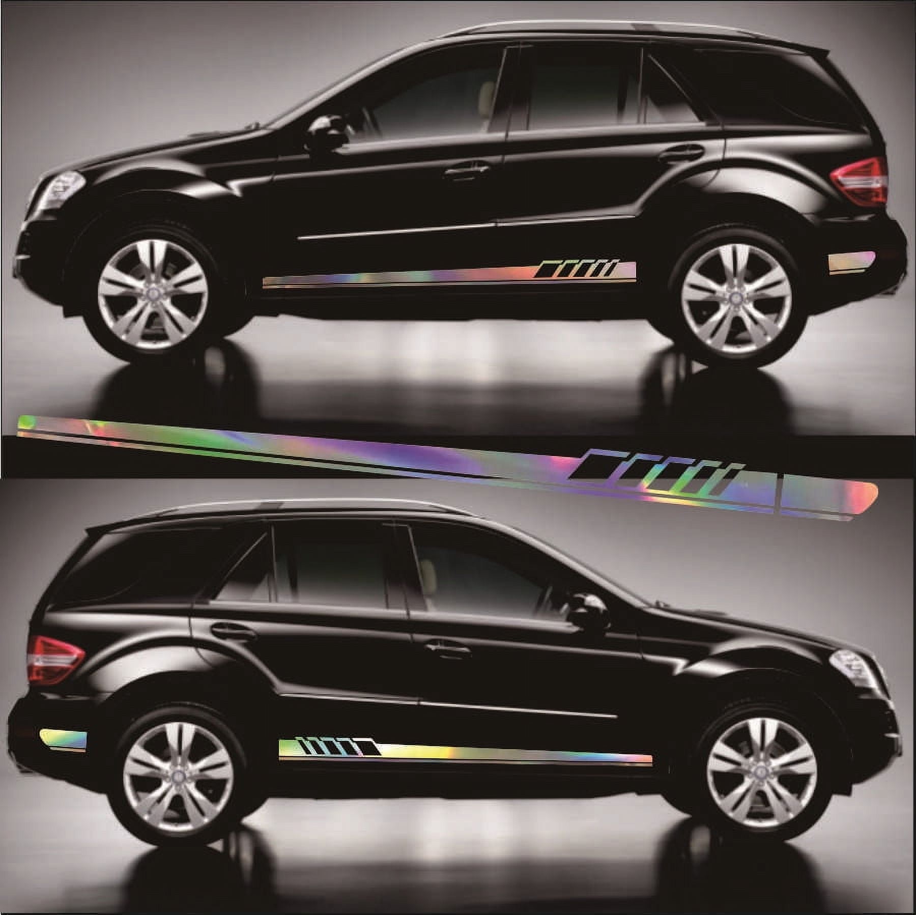 DIY 2Pcs Laser Reflective SUV Car Body Both Side Vinyl Long Stripe ...