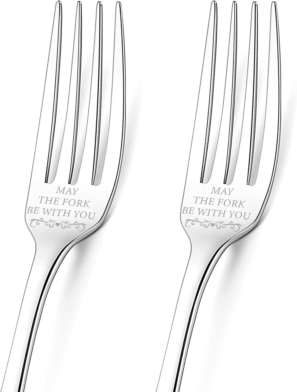 DIY 2Pcs May The Fork Be with You Engraved Fork with Gift Box Stainless ...