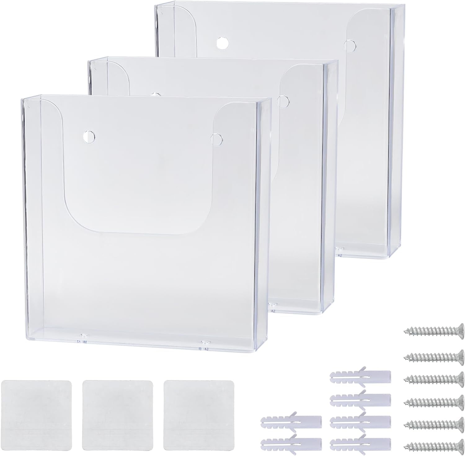 DIY 3 Pack Brochure Holder Wall Mount Acrylic Clear File Holder ...