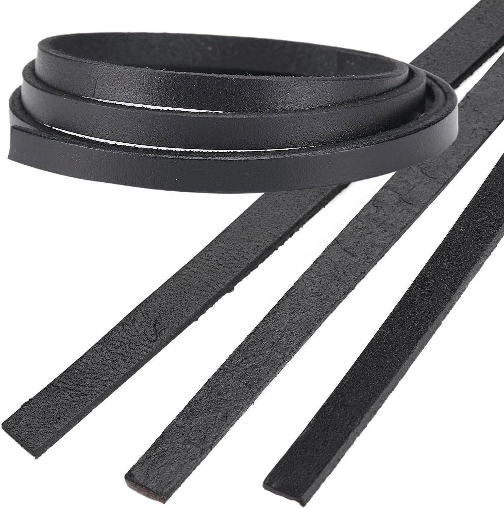 DIY 3 Roll 6mm Flat Leather Cord Genuine Leather Strip 2mm Thick Black ...