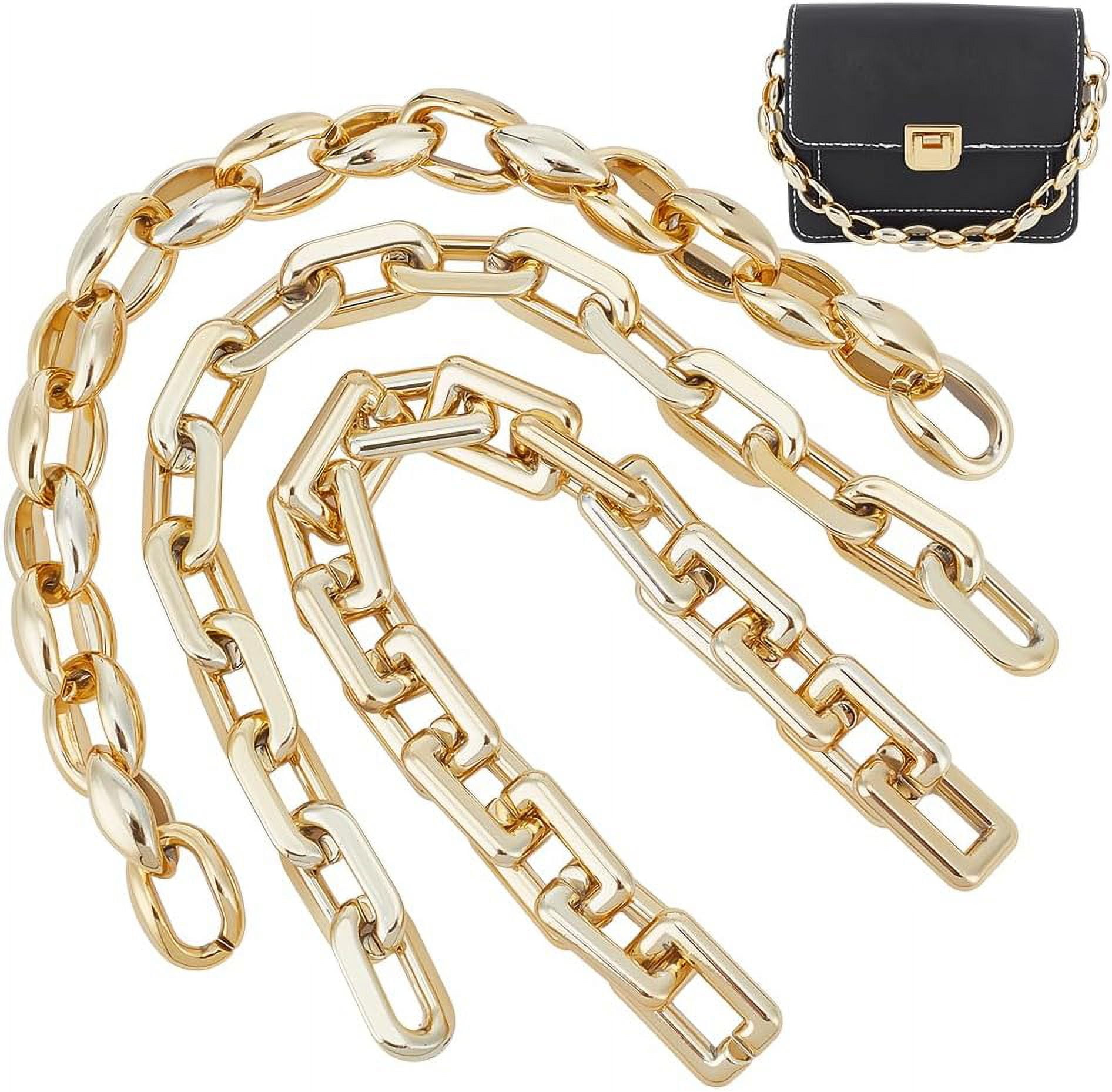 DIY 3 Style Acrylic Cable Chains Purse Strap Gold Handbag Replacement ...