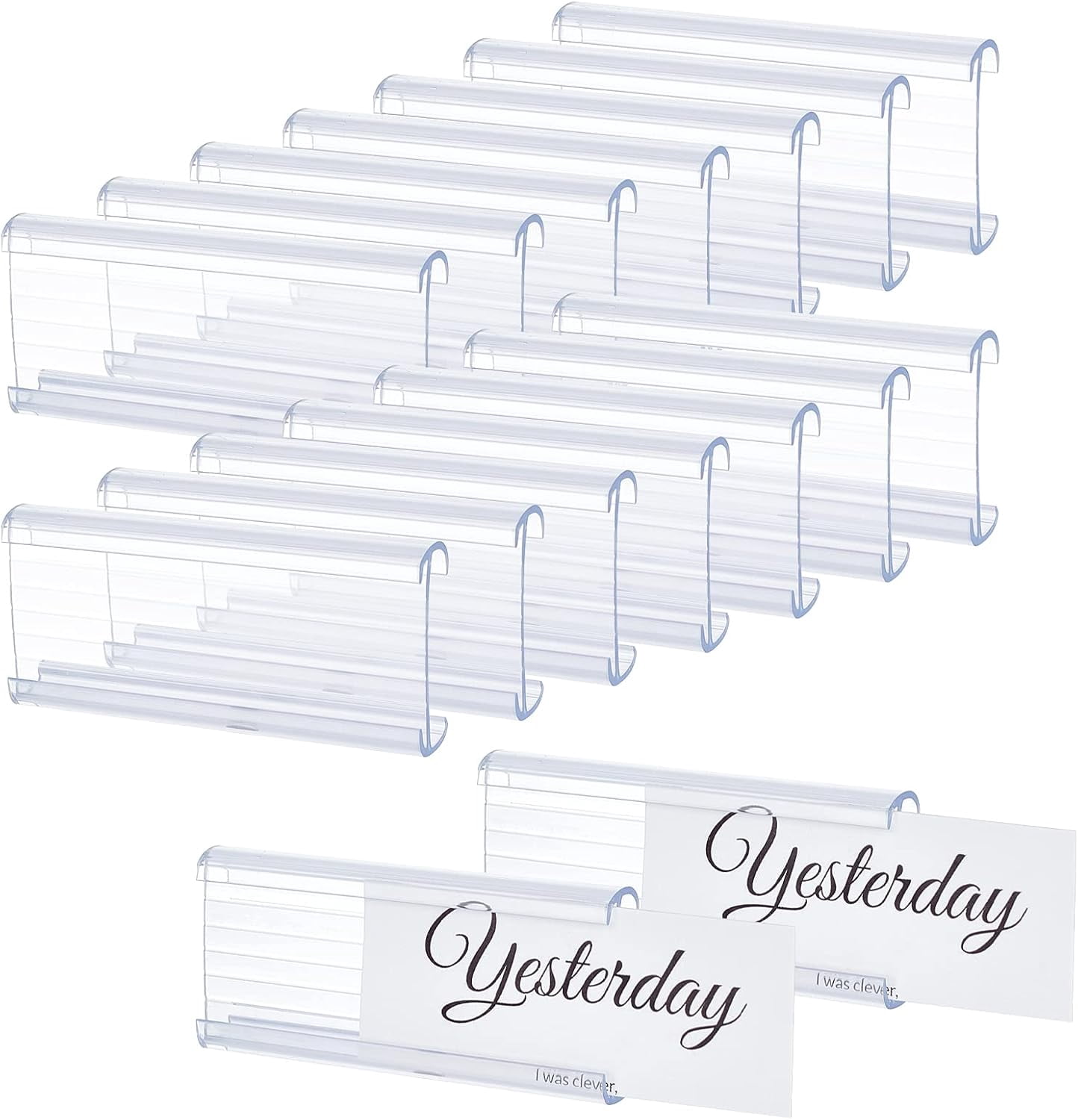 DIY 30 Pcs Label Holder Clear Plastic Price Tag Name Card Label Stand ...