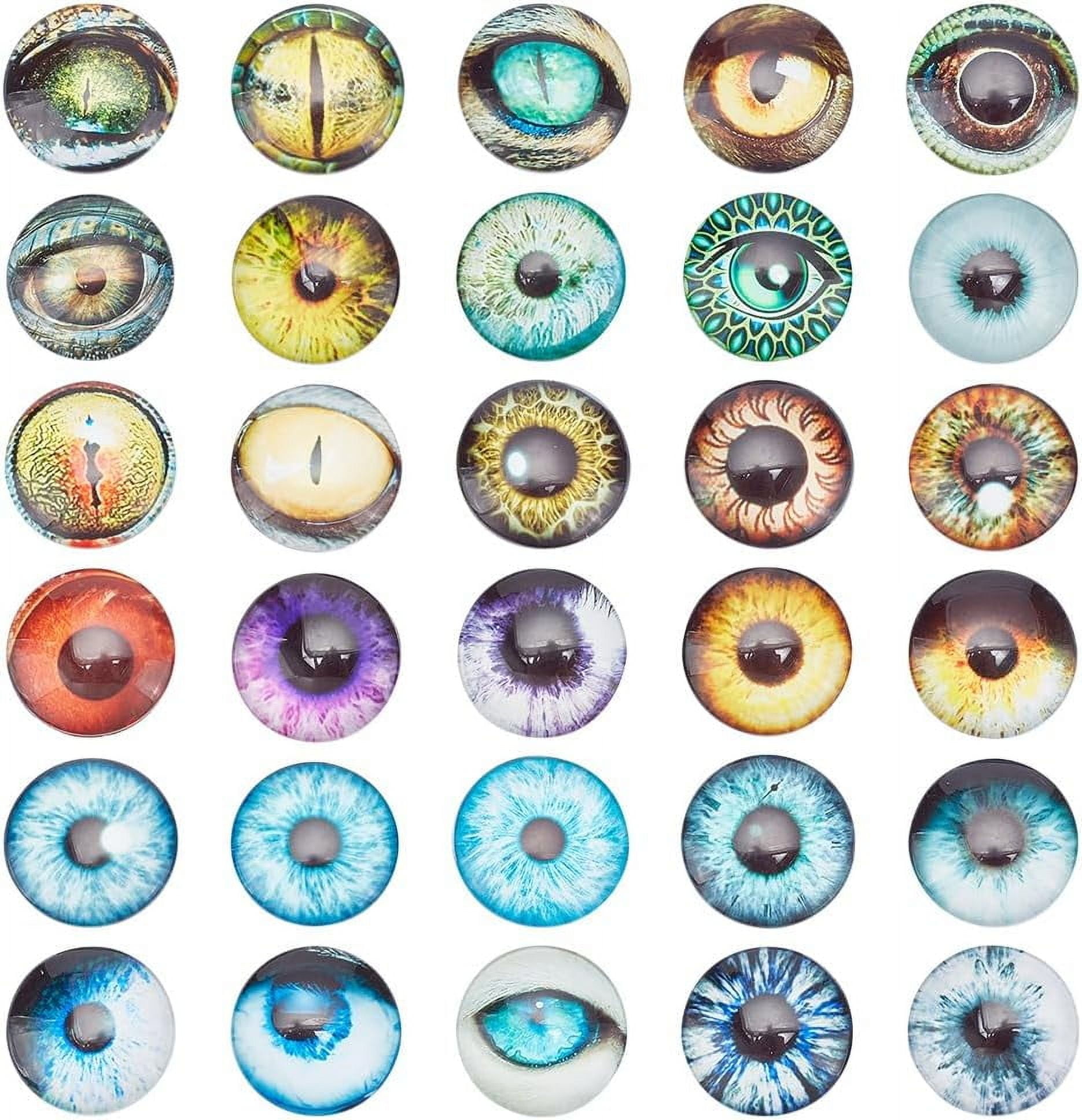 DIY 30 Styles 40mm Glass Cabochons Large Animal Glass Eye Half Round ...