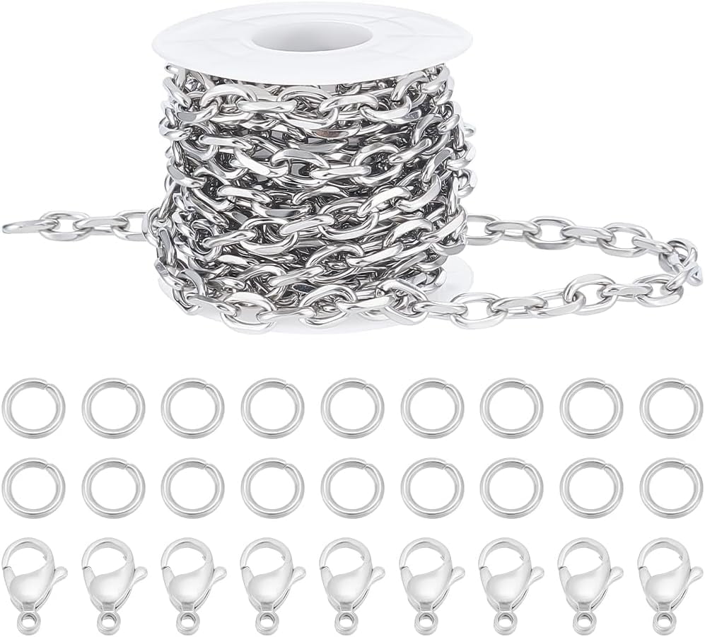 DIY 304 Stainless Steel Cable Chains Necklace/Bracelets Making Kits ...