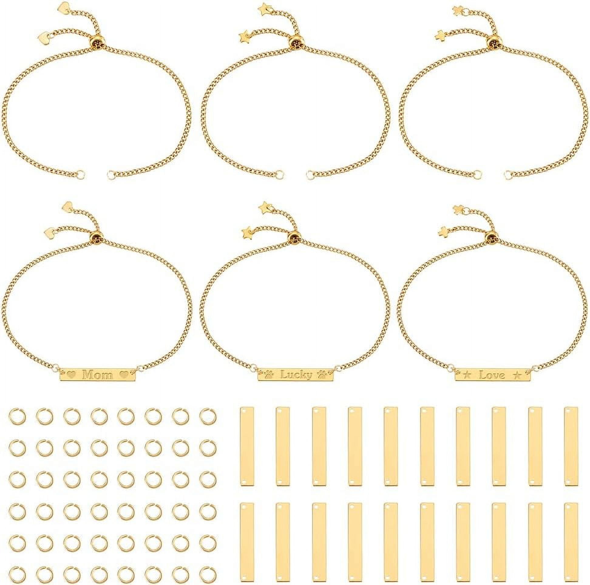 DIY 304 Stainless Steel Rectangle Link Bracelet Making Kits Golden ...