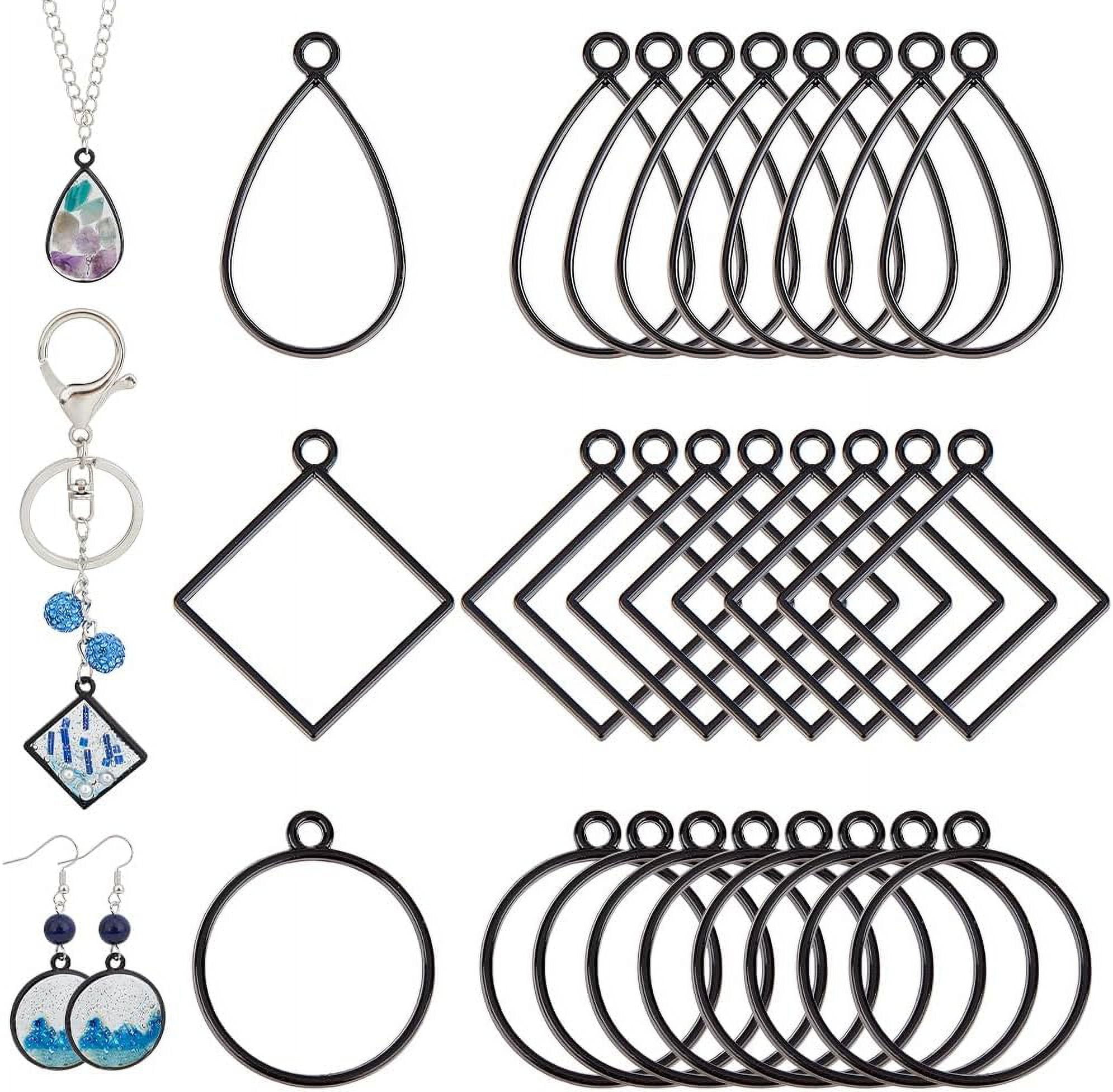 DIY 30Pcs 3 Style Black Open Back Bezel Pendants Open Frame Pendant ...
