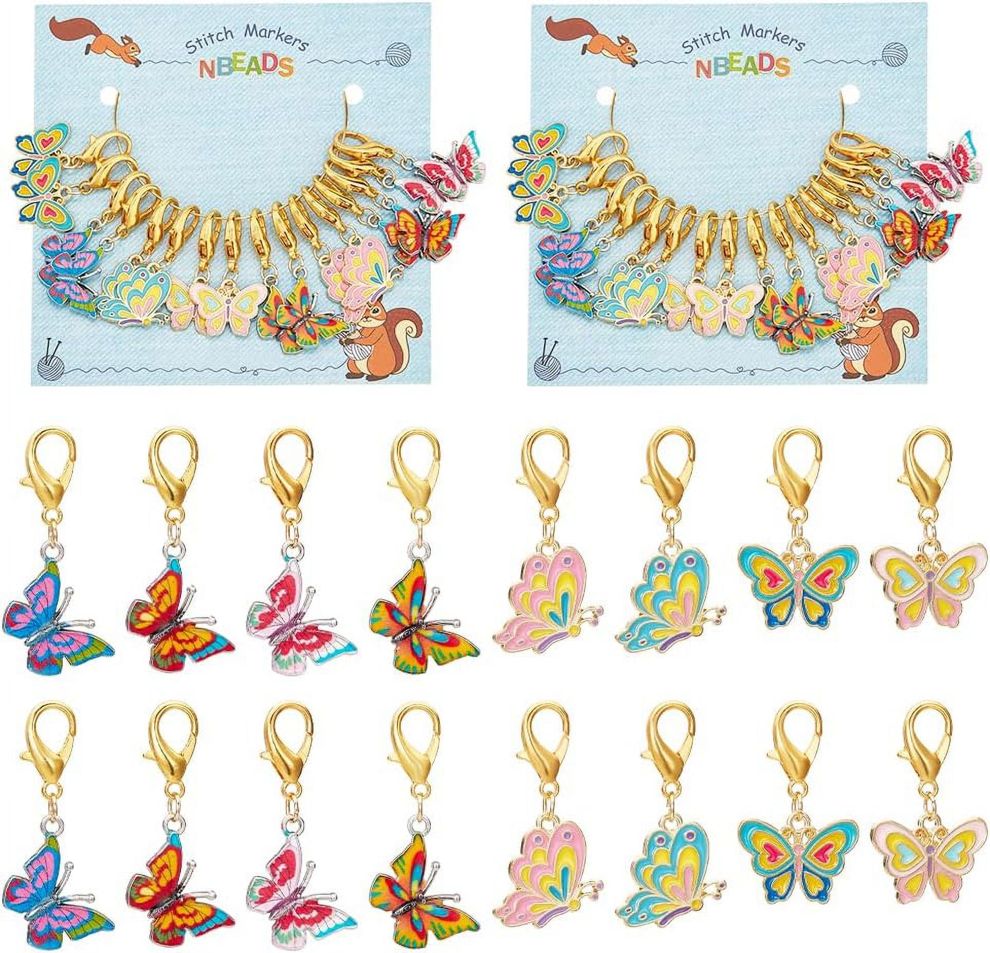DIY 32 Pcs Butterfly Stitch Markers Enamel Crochet Stitch Marker Removable Lobster Clasp Locking ...