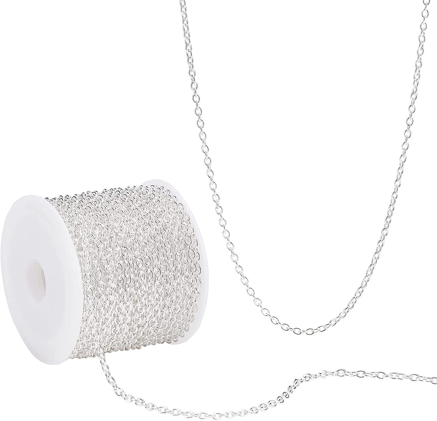 DIY 32 ft Necklace Chains Silver Color Iron Cross Chain Link Cable O ...