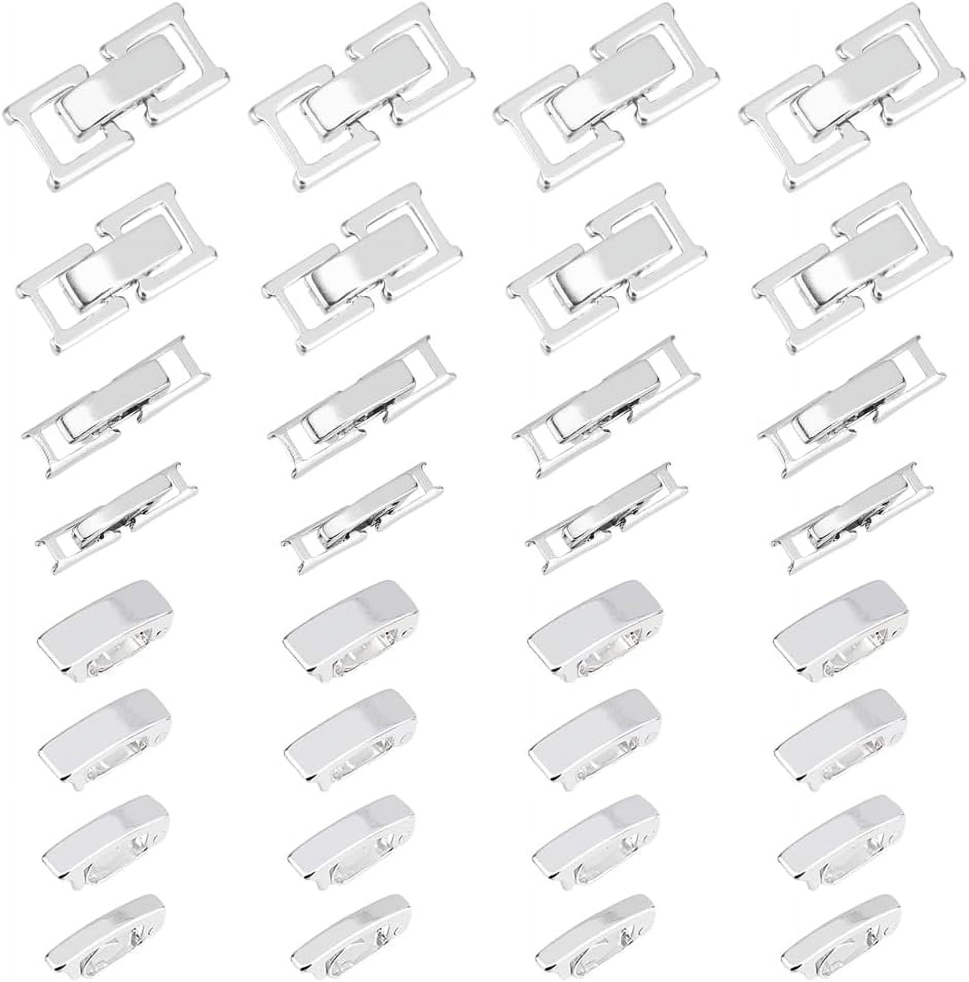 DIY 32PCS 8Styles Brass Fold Over Clasps Silver Watch Band Clasps ...
