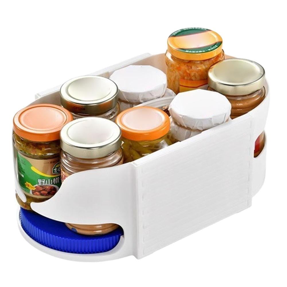 DIY 360° Rotate Fridge Condiment Storage Rack Lazy Organizer for Pantry ...