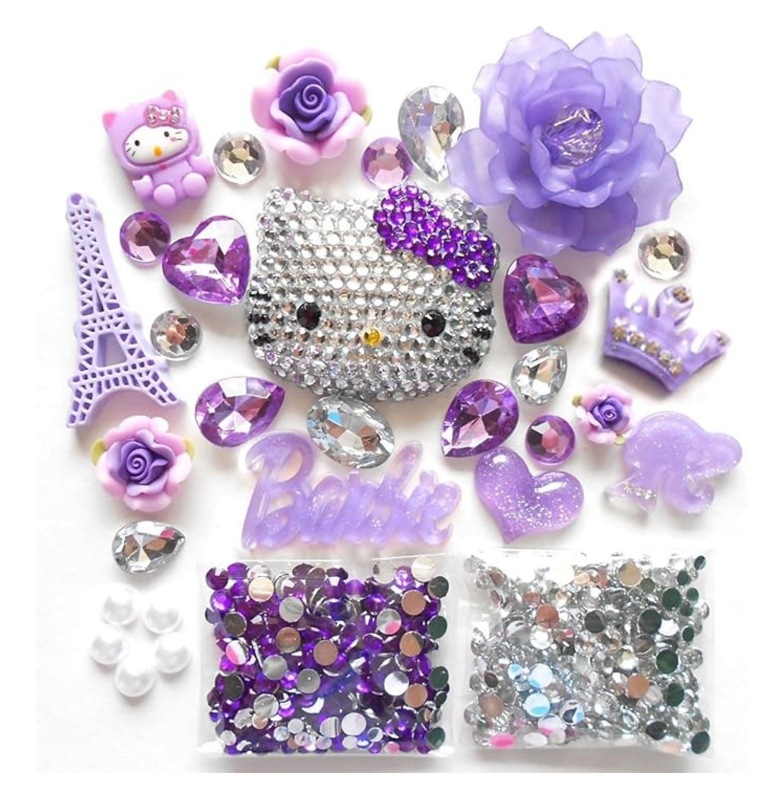 DIY 3D Blinged Out Kitty Inspired Cell Phone Case Resin Cabochons Deco ...