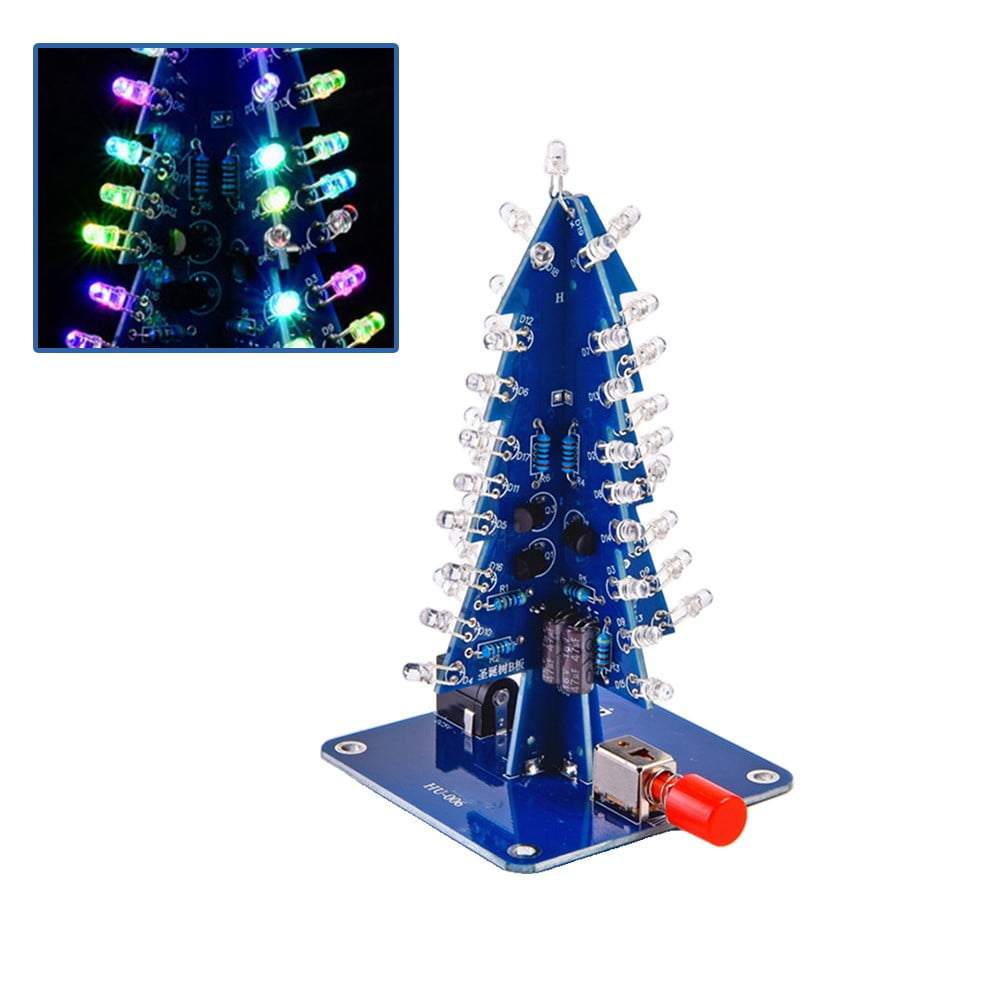 DIY 3D Christmas Tree Soldering Practice Colorful LED Flashing LED RGB ...