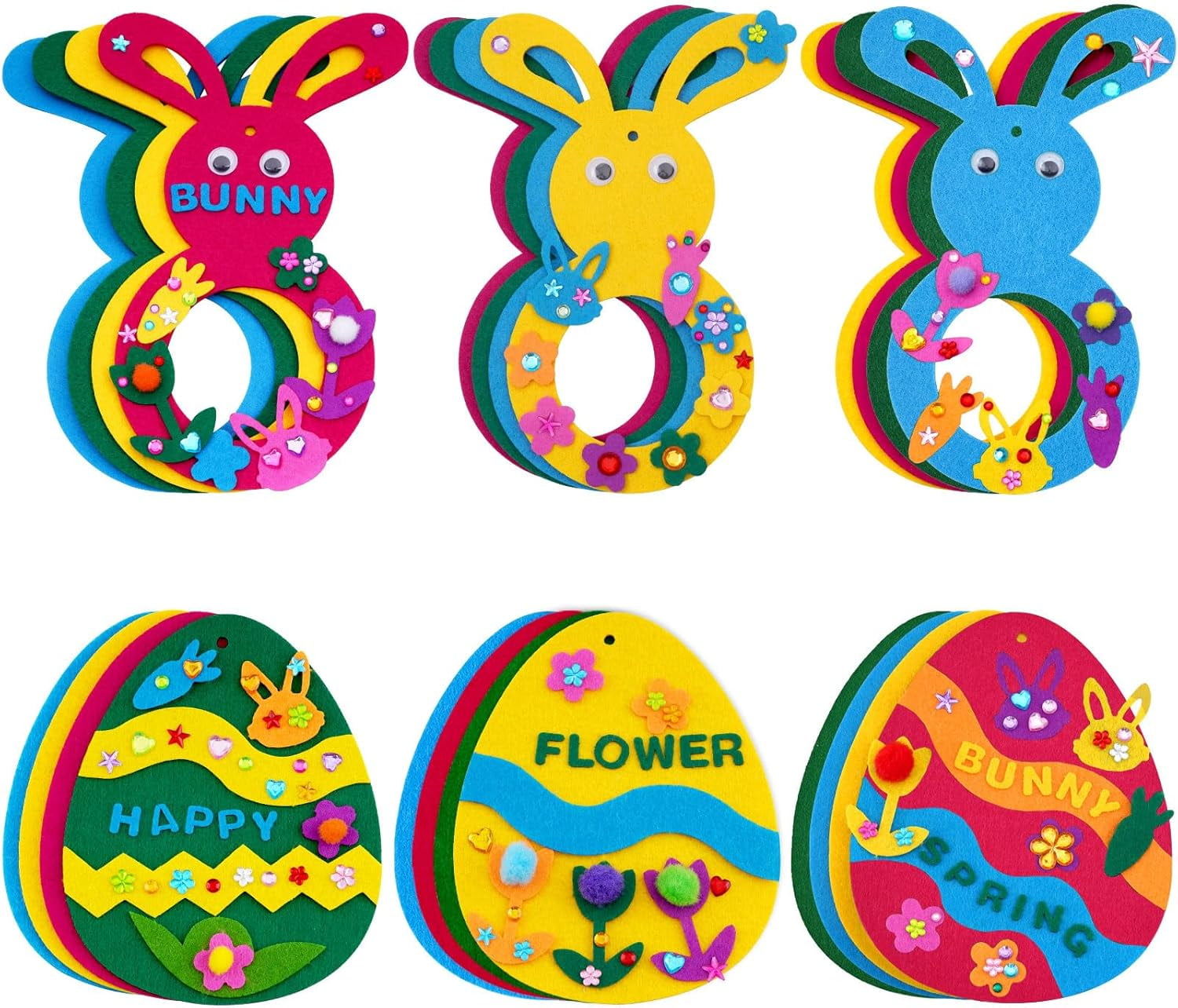 Gingprous 24 Sets DIY 3D Easter Craft Kits Assorted Egg Shaped Foam ...