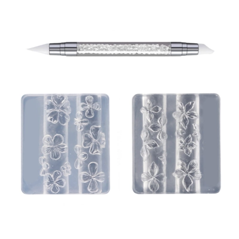 DIY 3D Floral Nail Charm Molds 2PCS Silicone Templates Hibiscus ...