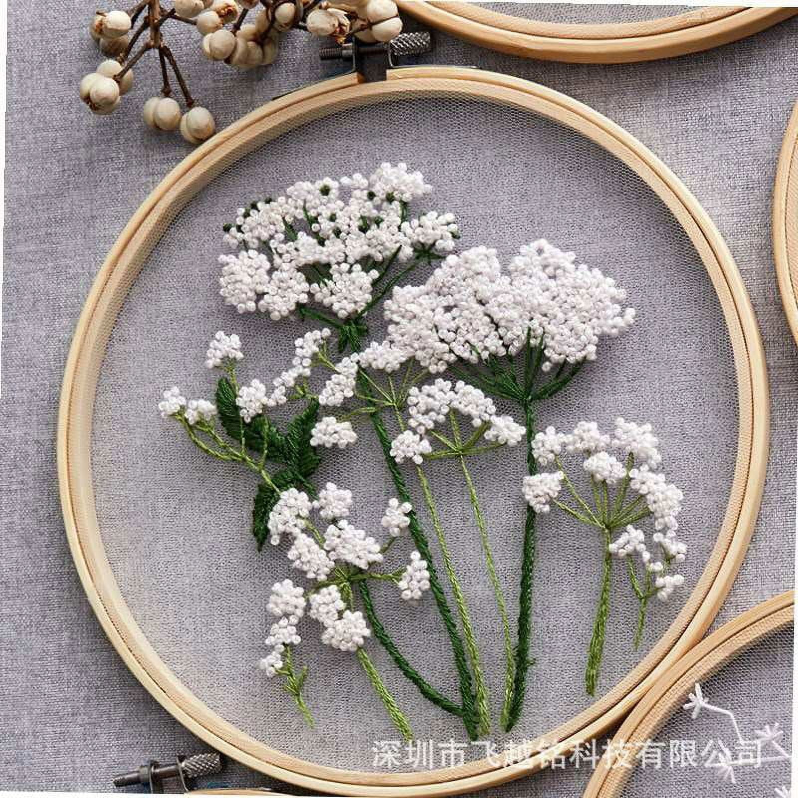 DIY 3D Flower Patterns Hand Embroidery Yarn Kit 22CM Embroidered Shed ...