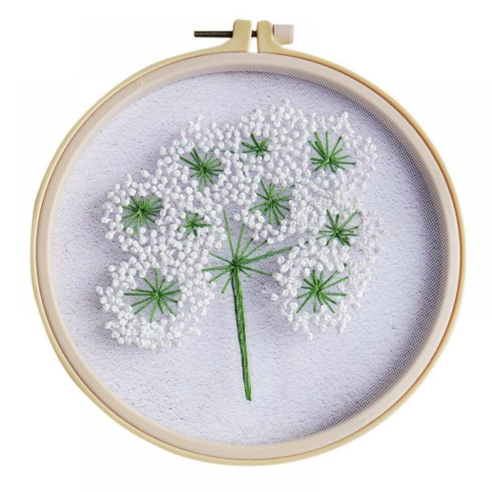 DIY 3D Flower Patterns Hand Embroidery Yarn Kit 22CM Embroidered Shed ...