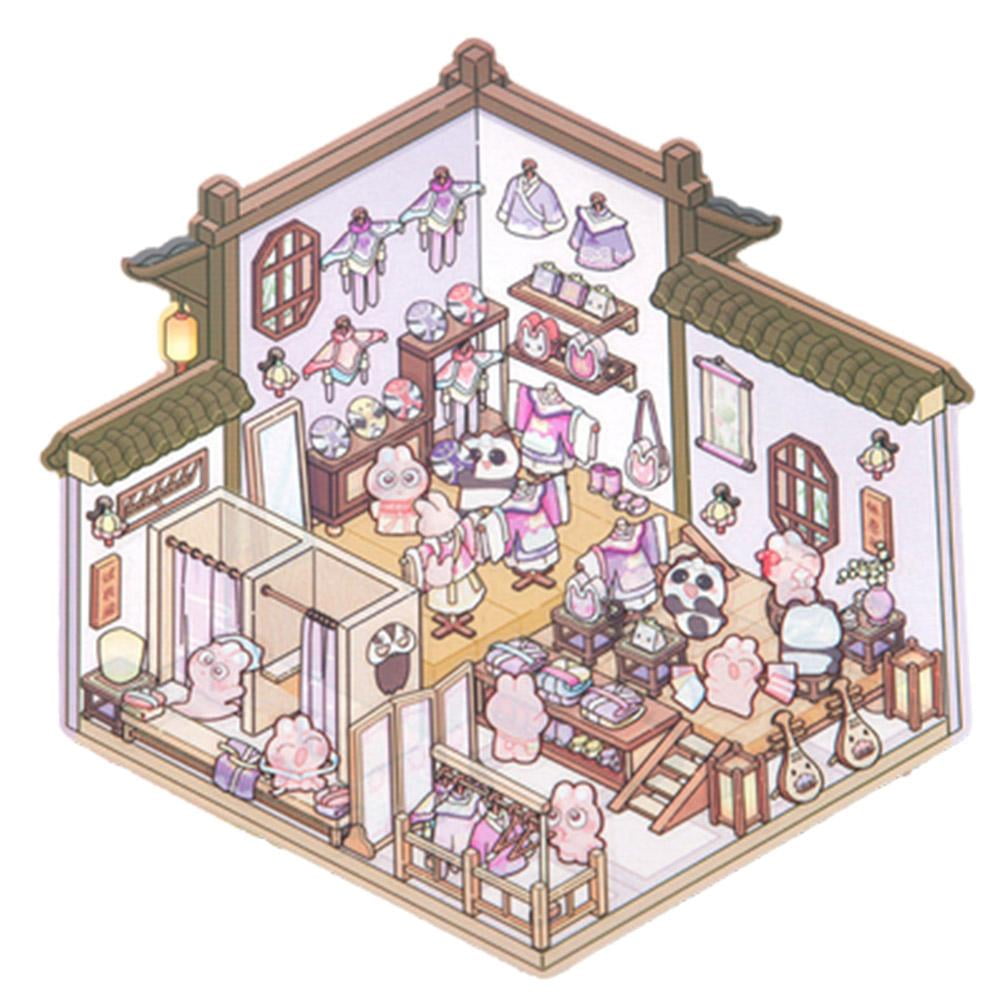 DIY 3D House Stickers, 3D Scene Sticker DIY Cabin Scene Stacking New J8 ...