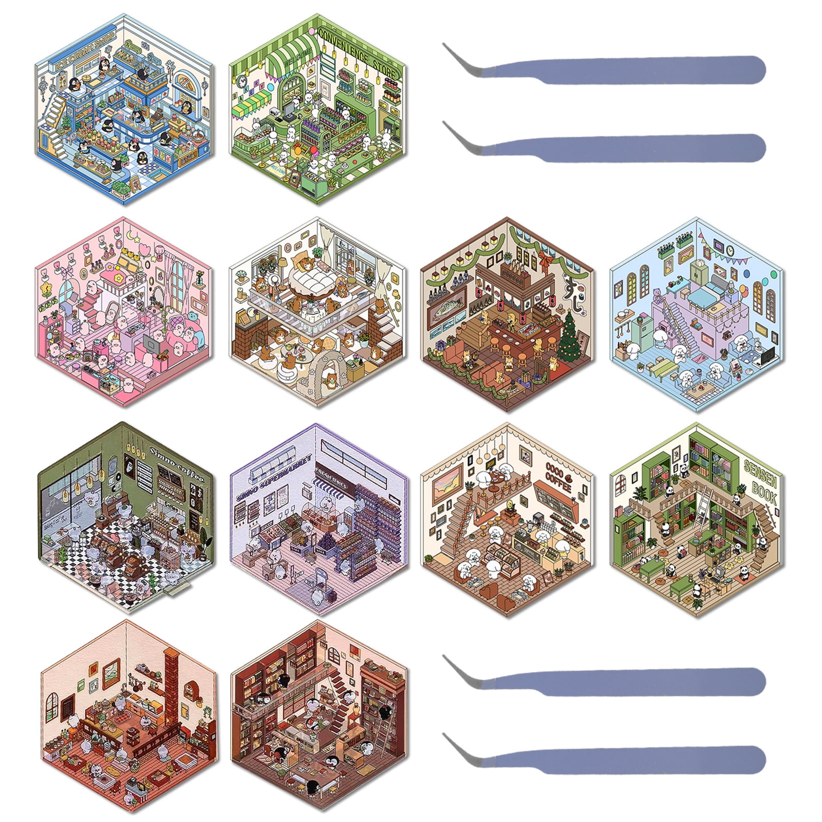 DIY 3D House Stickers Cute Versatile Little Home House Scene Stickers ...