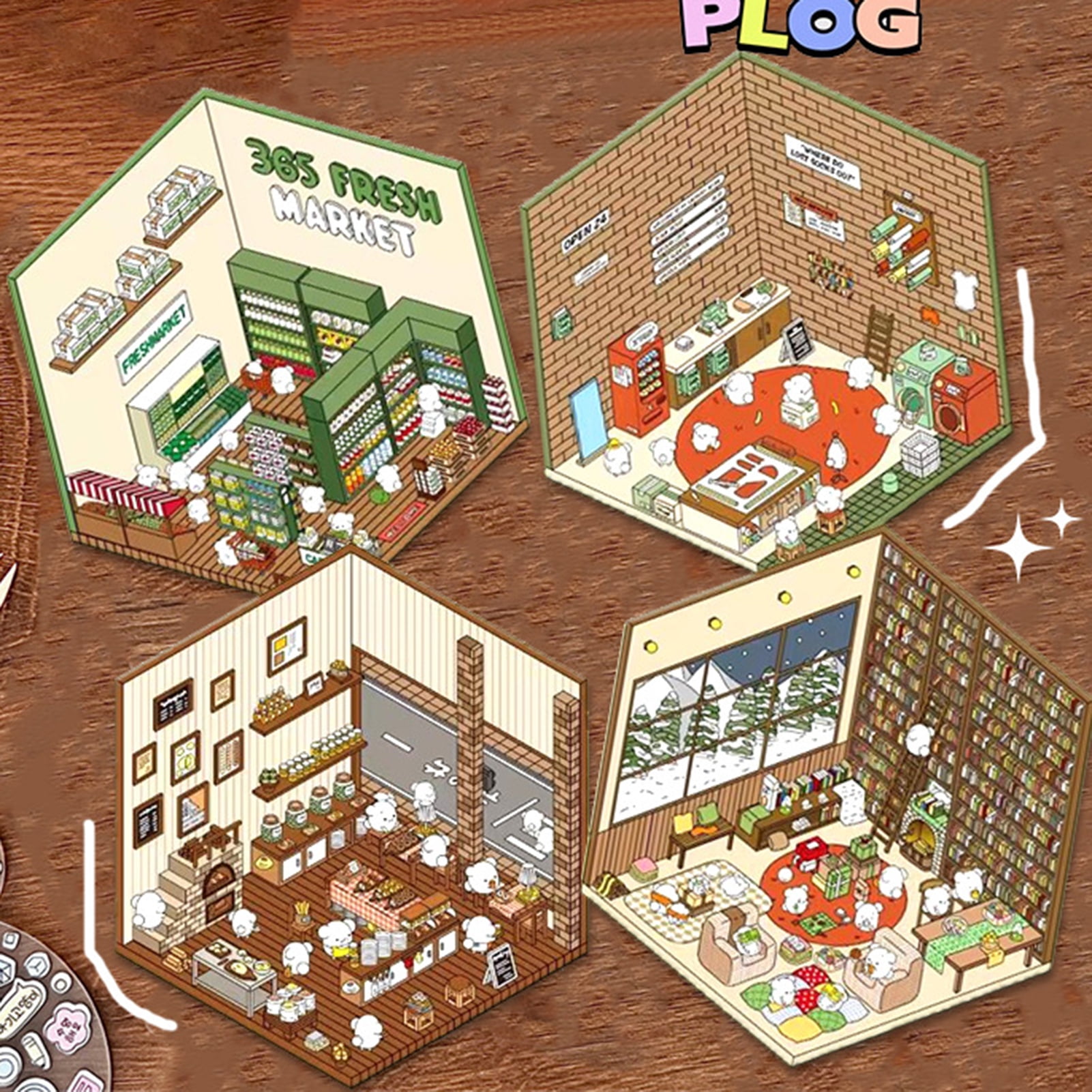 DIY 3D House Stickers Kids Adults Cartoon Scene Stickers Food ...