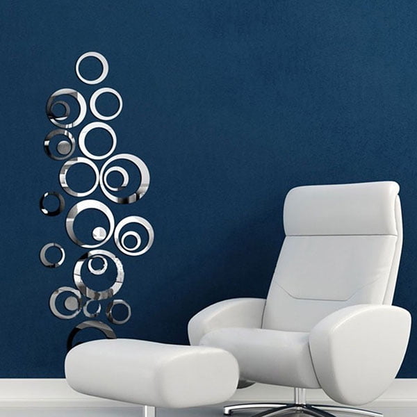 DIY 3D Mirror Wall Sticker Modern Home Living Room Decor Art Craft Wall ...