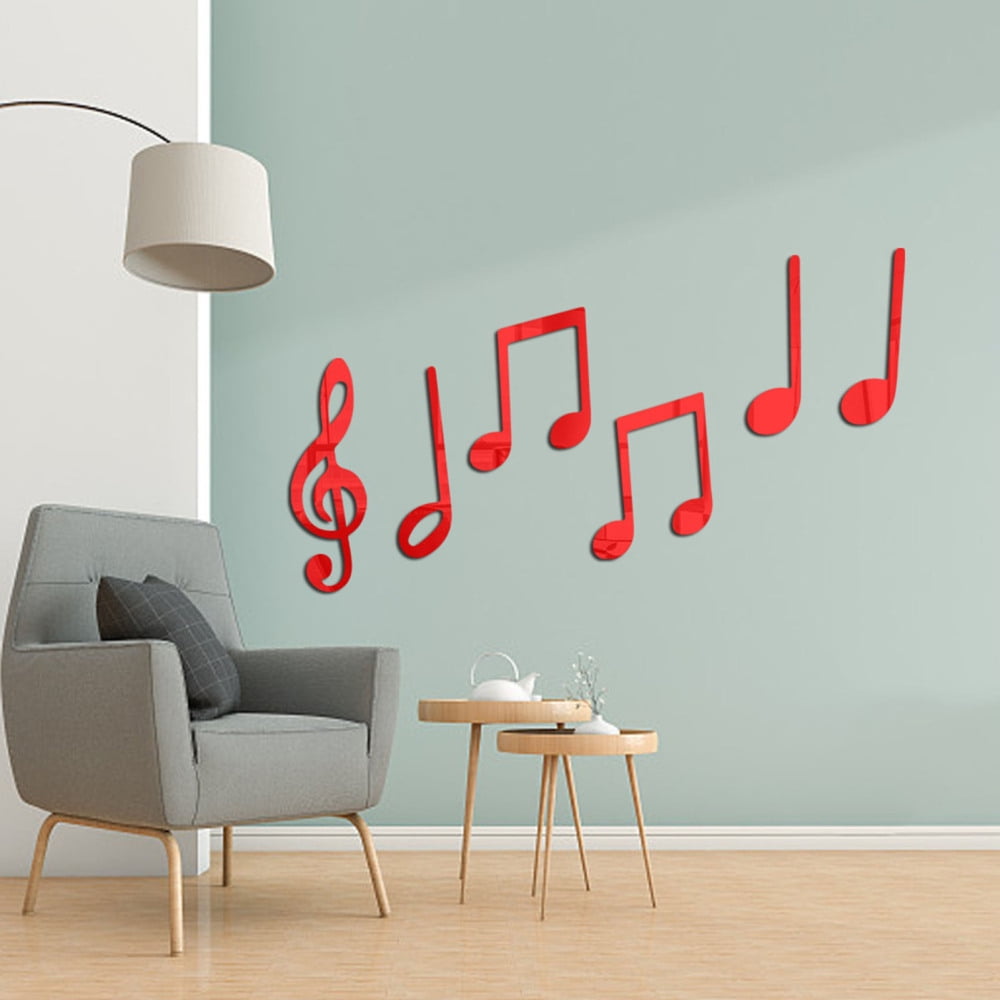 DIY 3D Musical Notes Mirror Wall Stickers Acrylic Mirror Wall Sticker ...