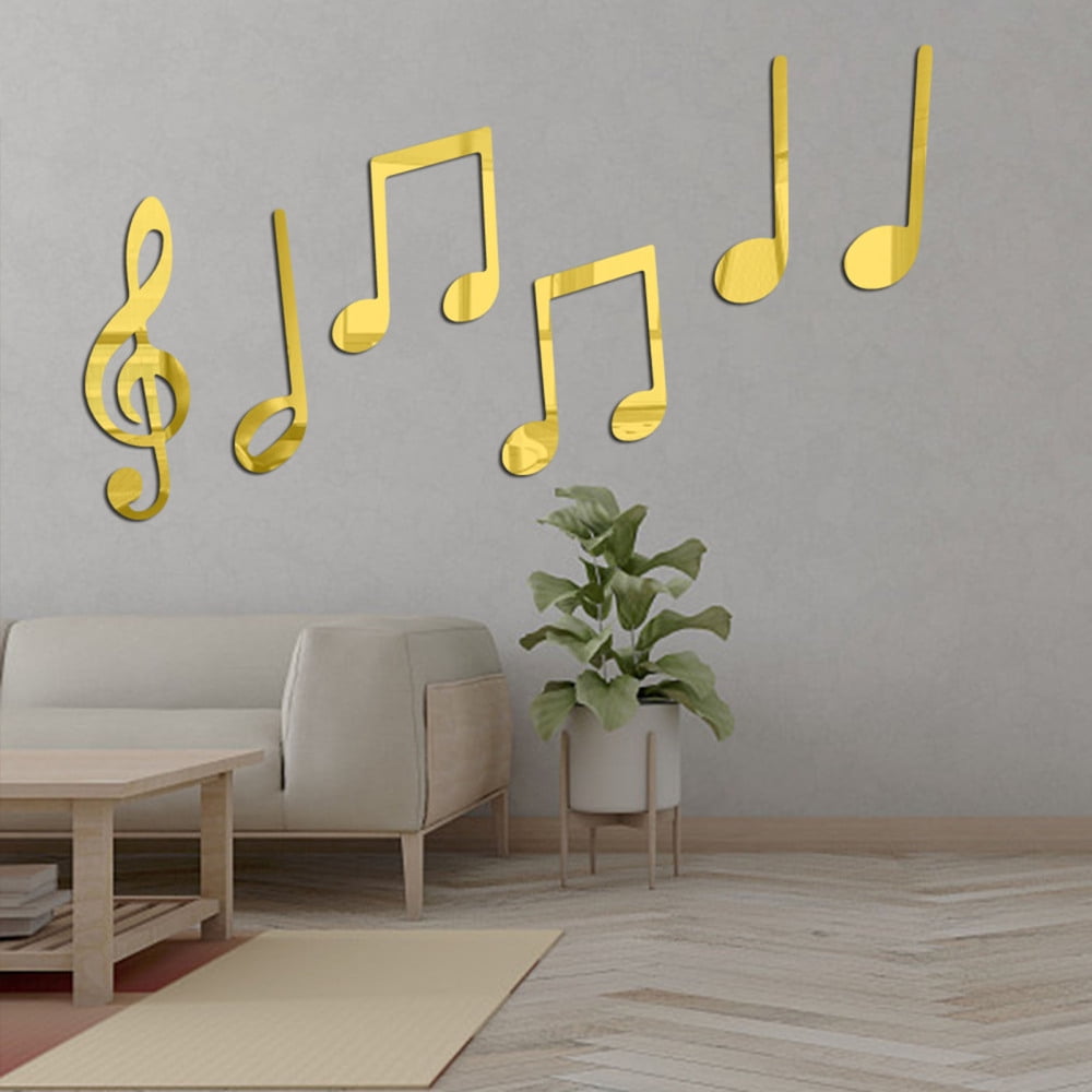 DIY 3D Musical Notes Mirror Wall Stickers Acrylic Mirror Wall Sticker ...
