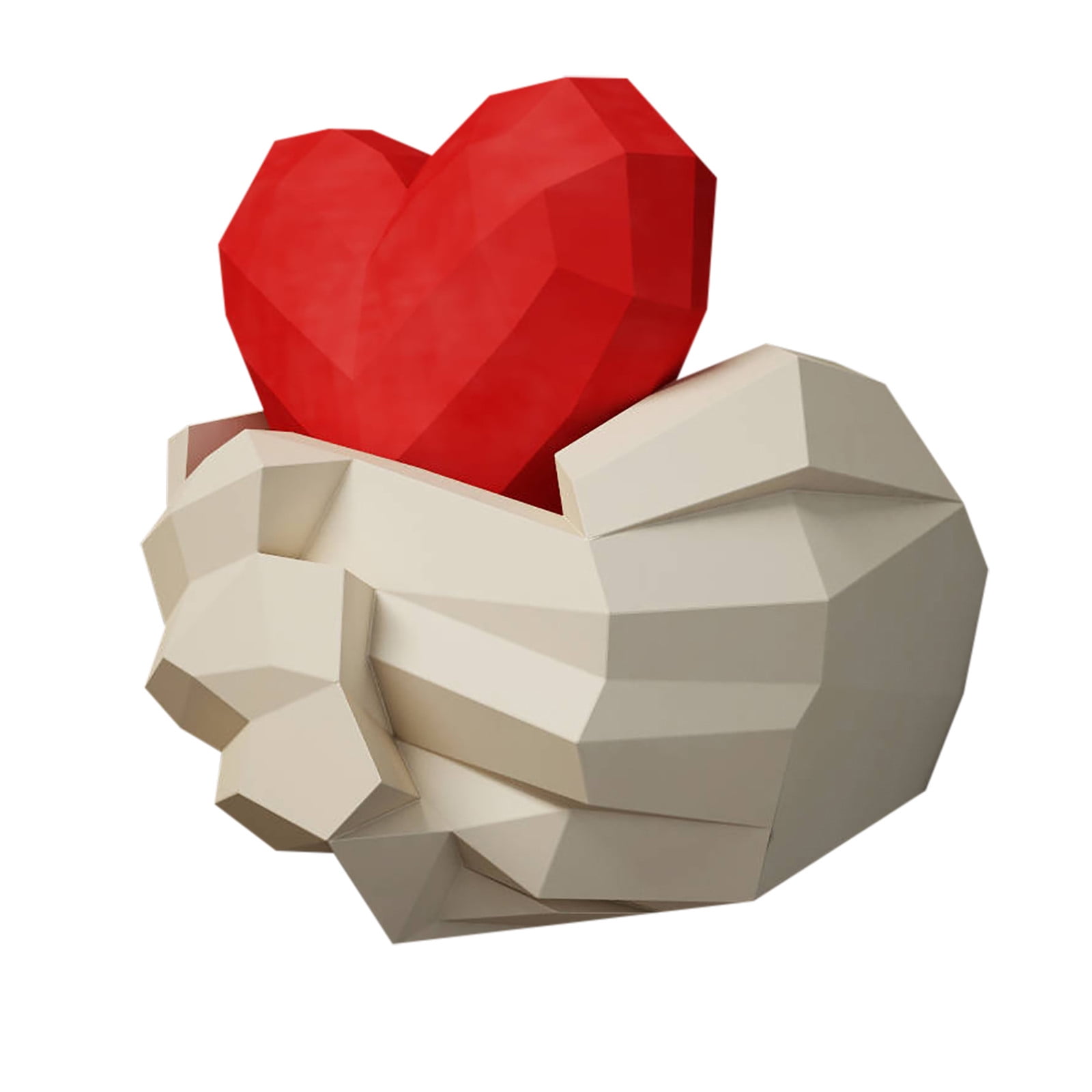 DIY 3D Paper Model Wall Decoration Handmade Wall Hanging Hold Heart ...